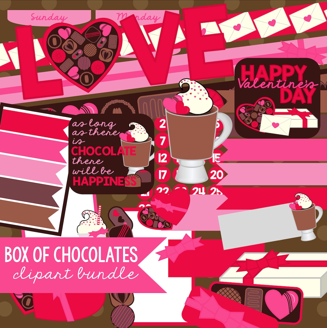 Valentine's Day Chocolates Clipart Bundle - Etsy