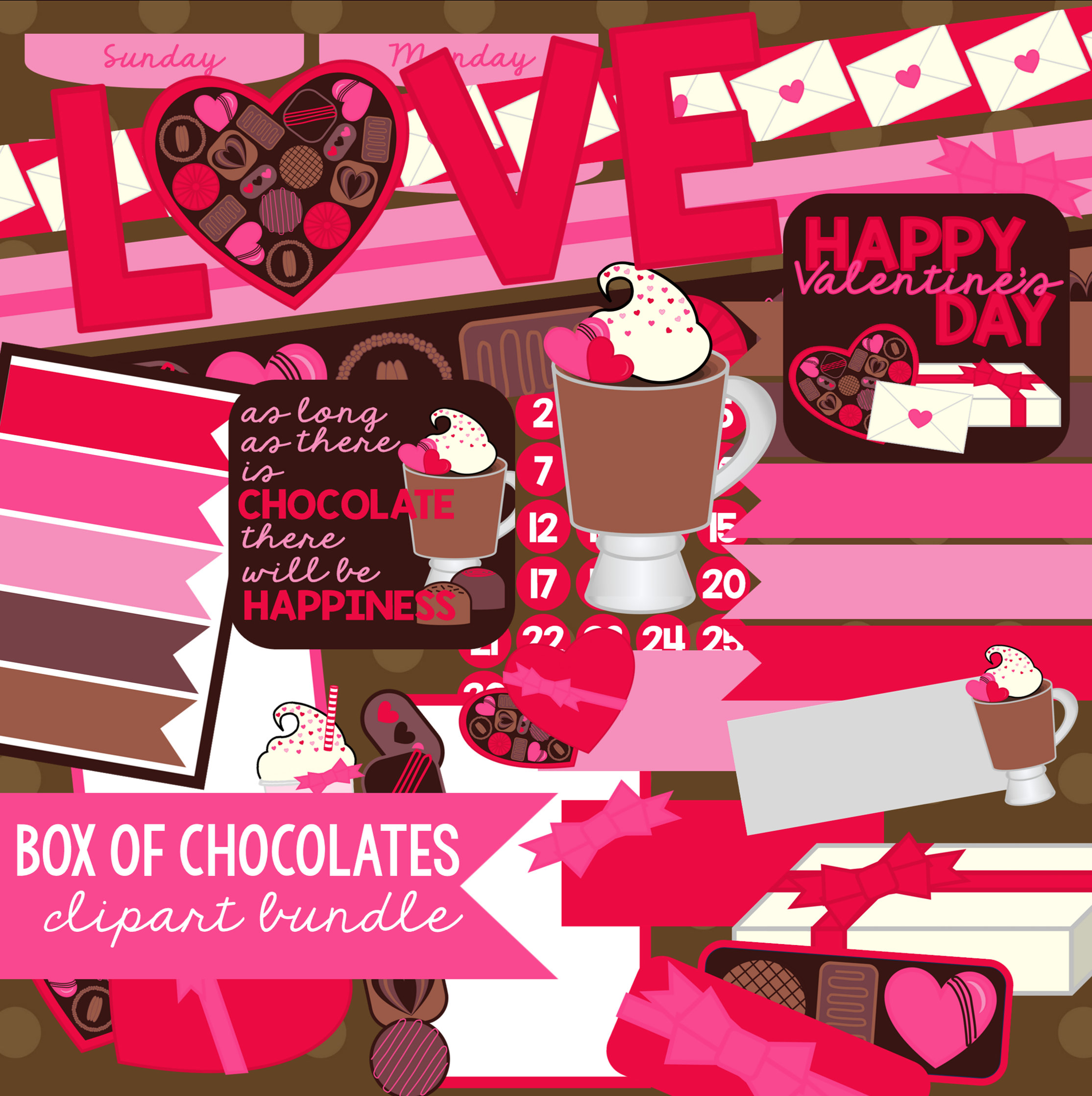 Valentine's Day Chocolates Clipart Bundle - Etsy