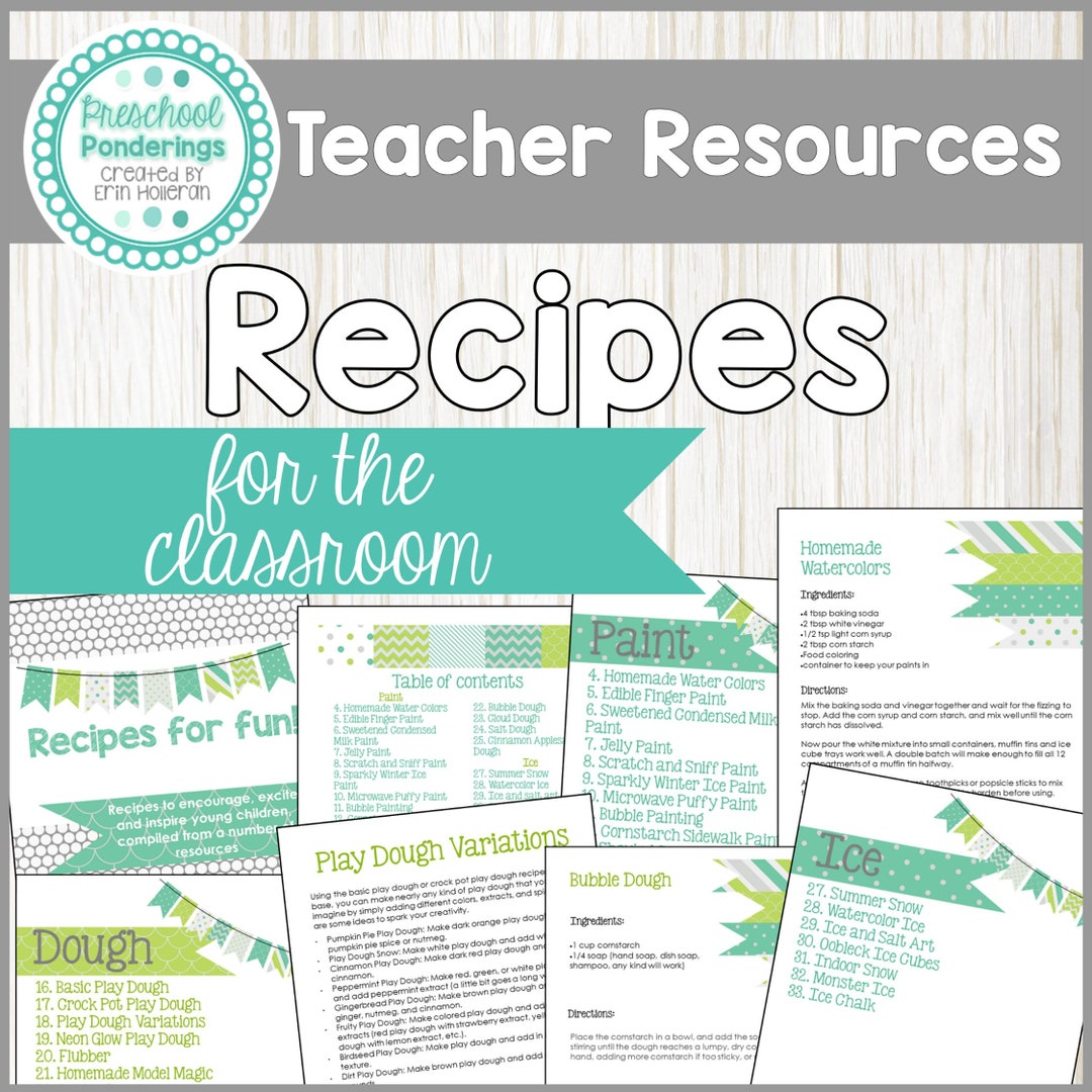 Recipes for the Classroom - Childcare Infant Toddler and Preschool - Etsy