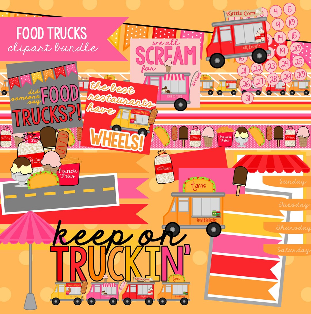 Food Trucks Clipart Bundle - Etsy