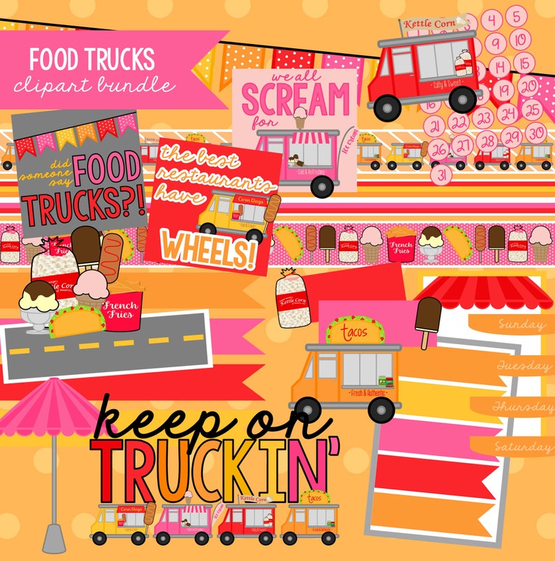 Food Trucks Clipart Bundle - Etsy