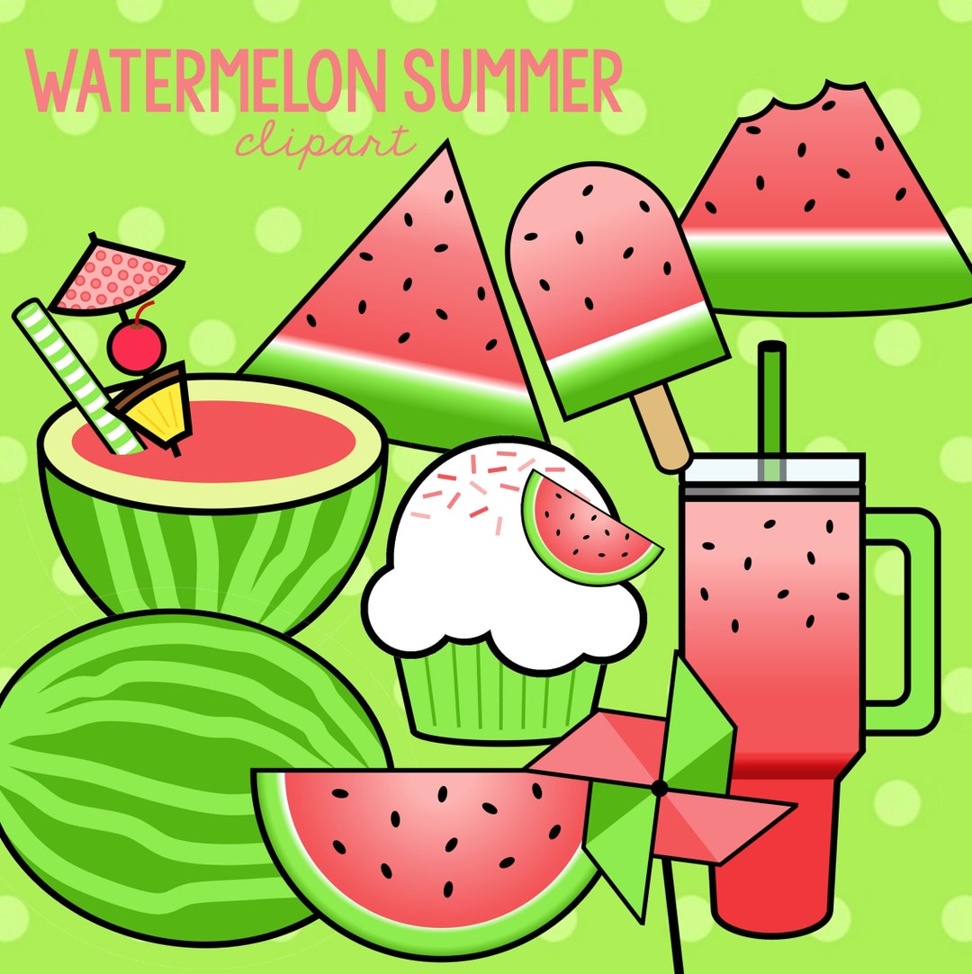 Watermelon Summer Clipart - Etsy
