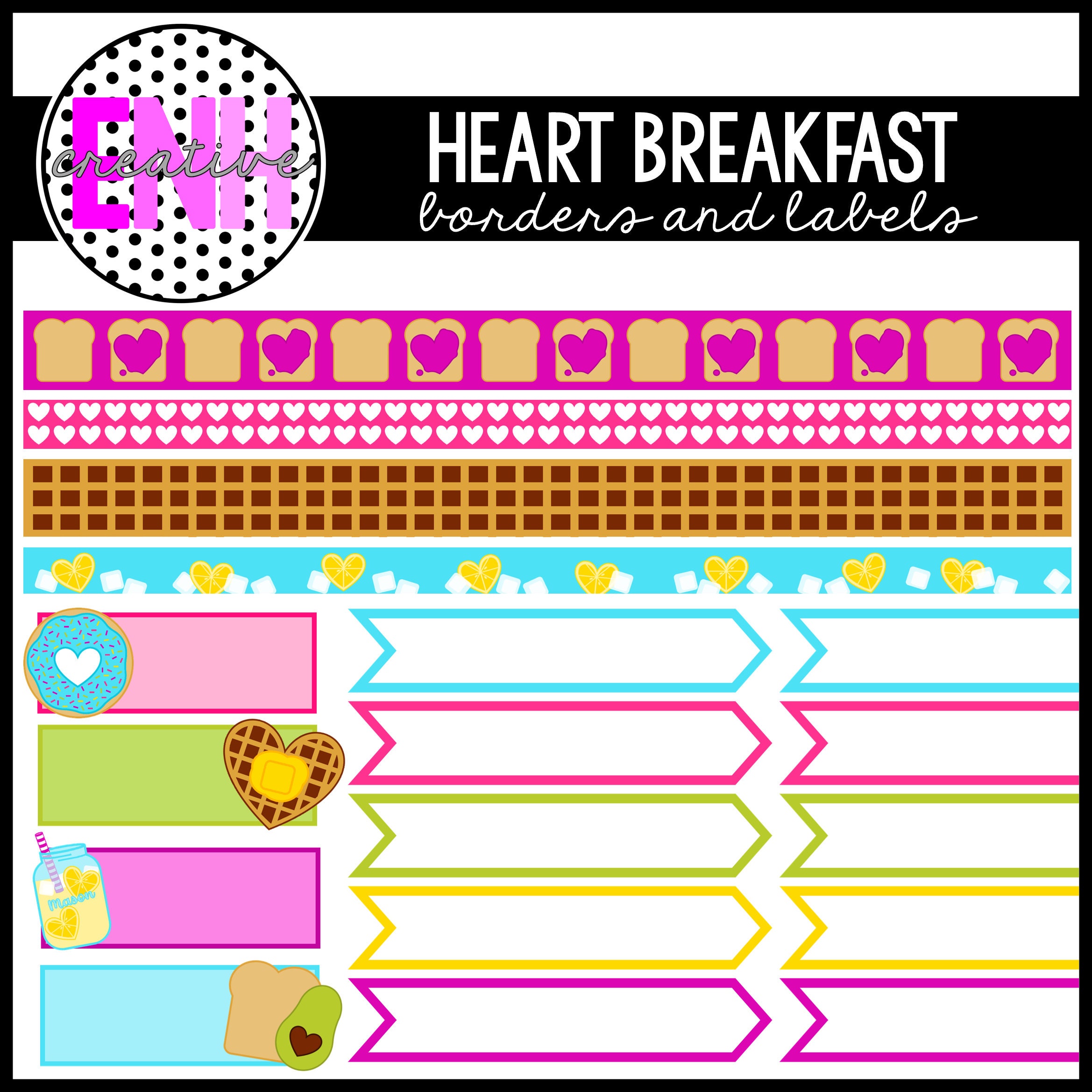 Heart Breakfast Valentine Clipart Mega-bundle - Etsy