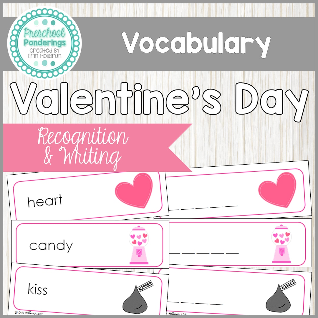 Valentine's Day Vocabulary Cards and Spelling Practice - Preschool ...