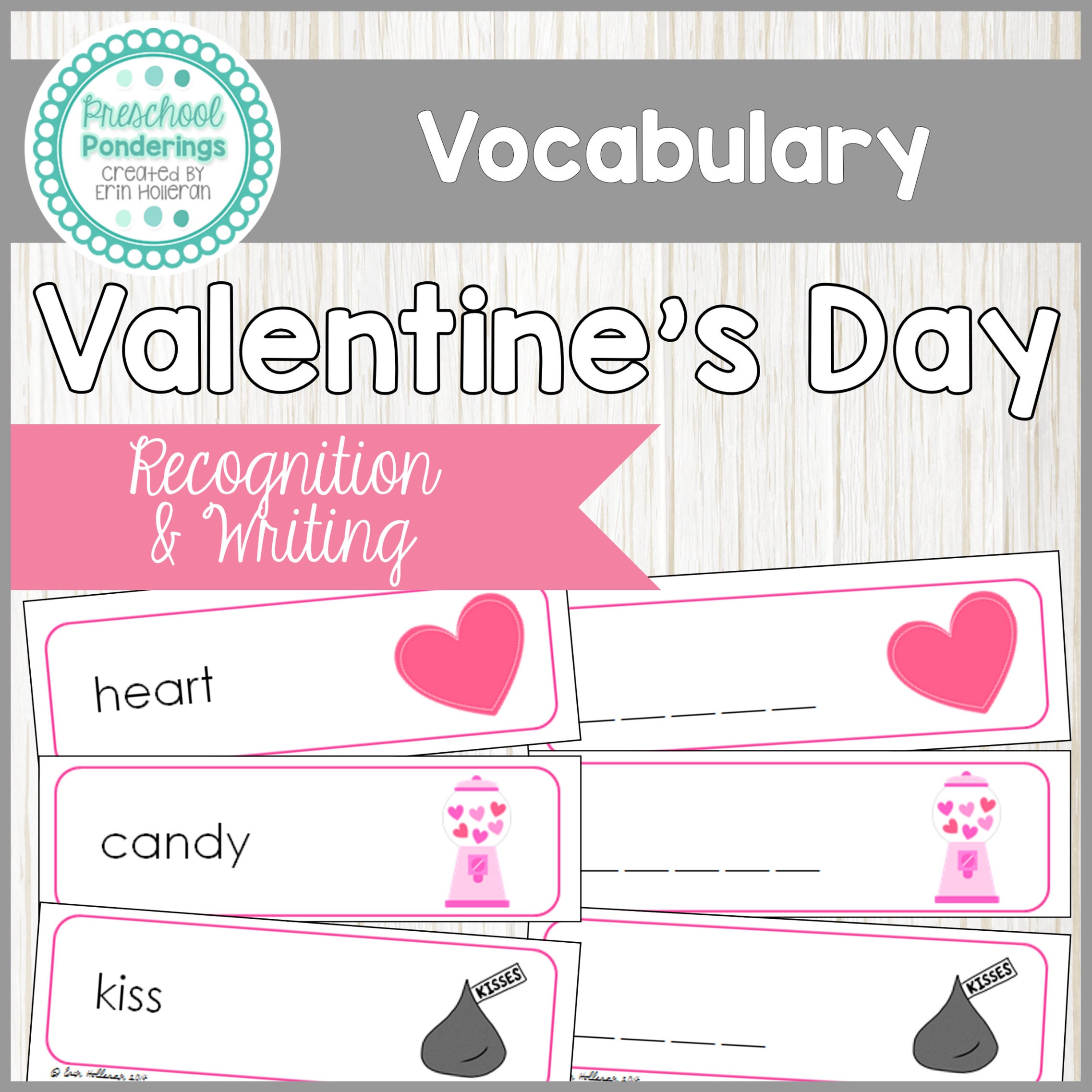 Valentine's Day Vocabulary Cards and Spelling Practice - Preschool ...