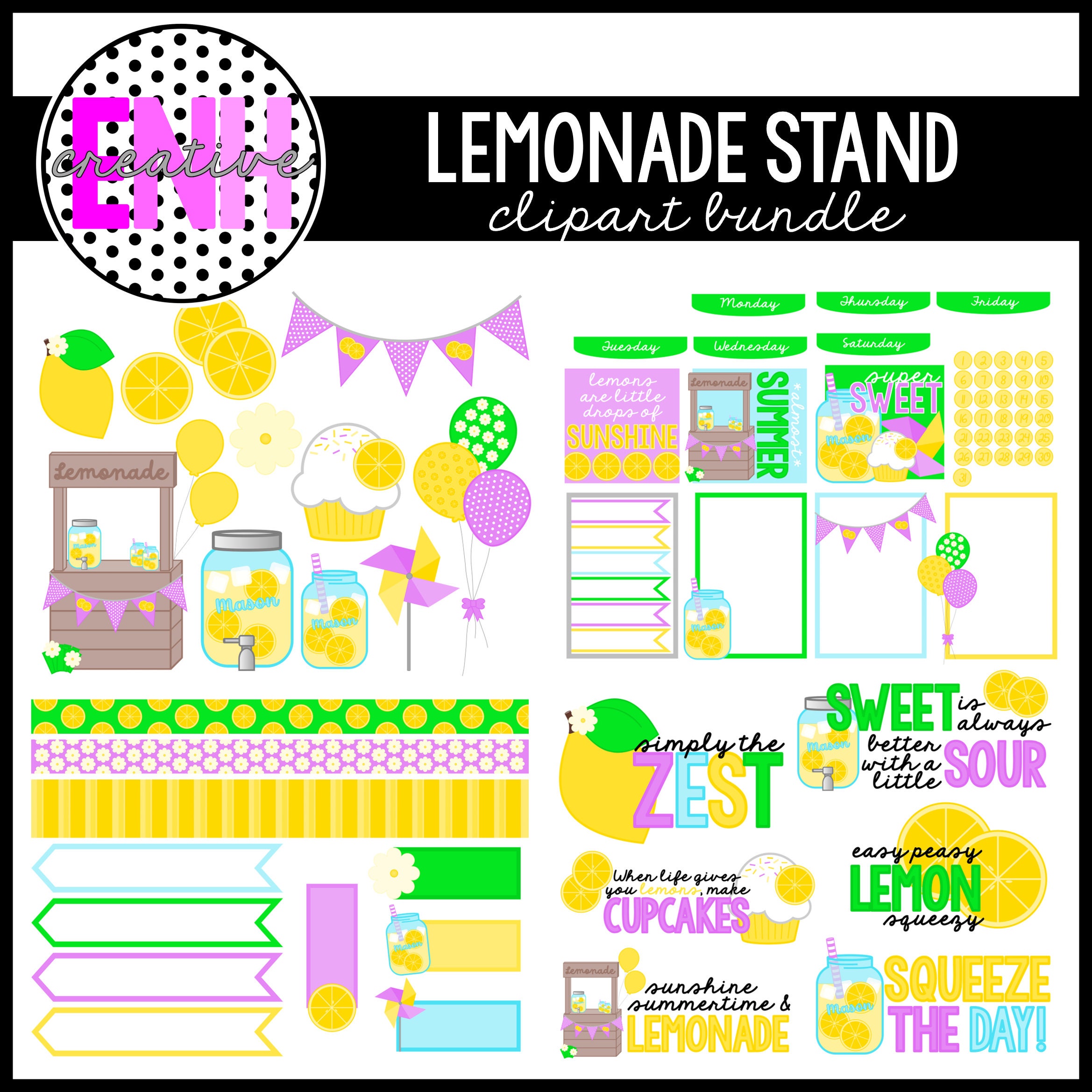 Lemonade Stand Clipart Bundle - Etsy