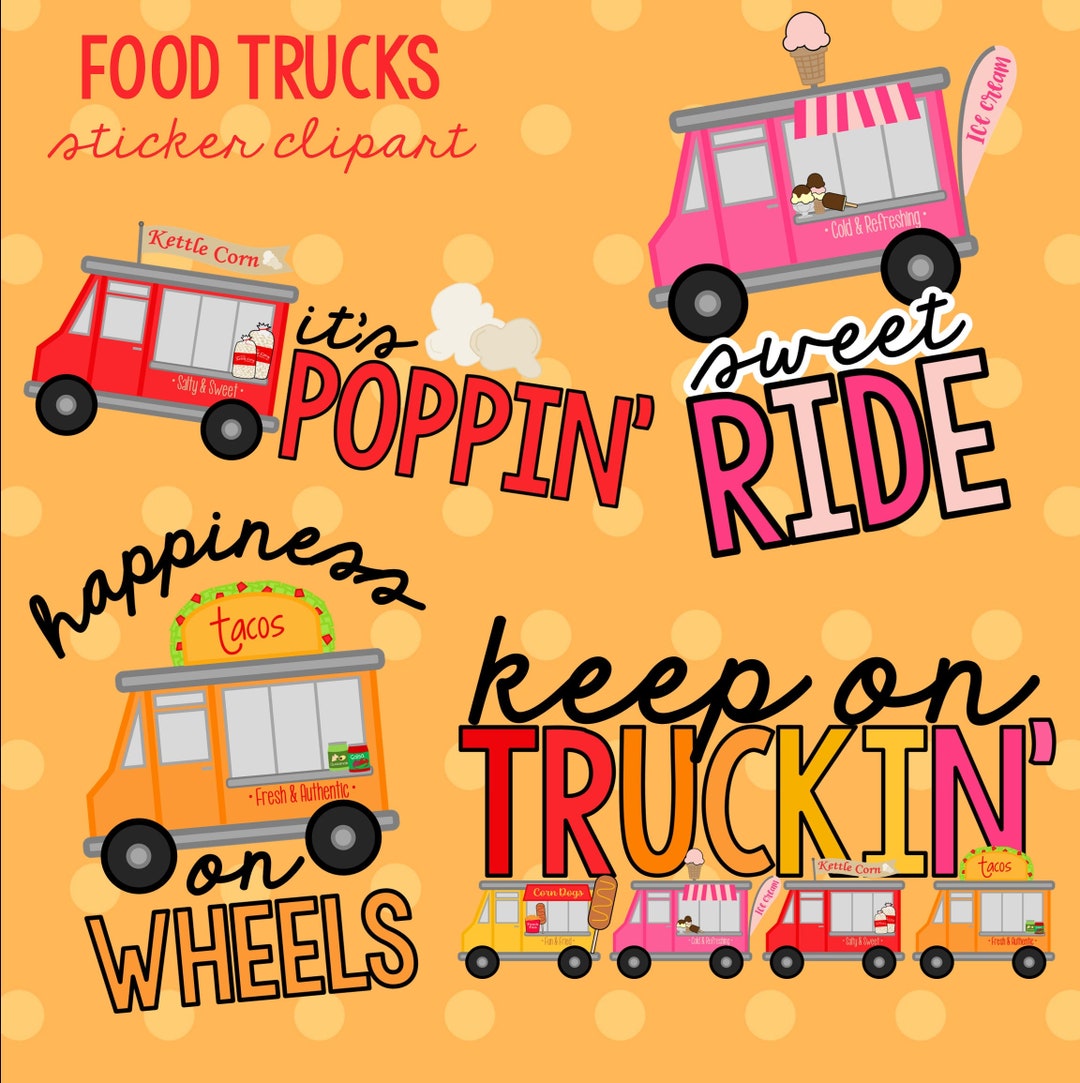 Food Trucks Clipart - Sticker Clipart - Etsy