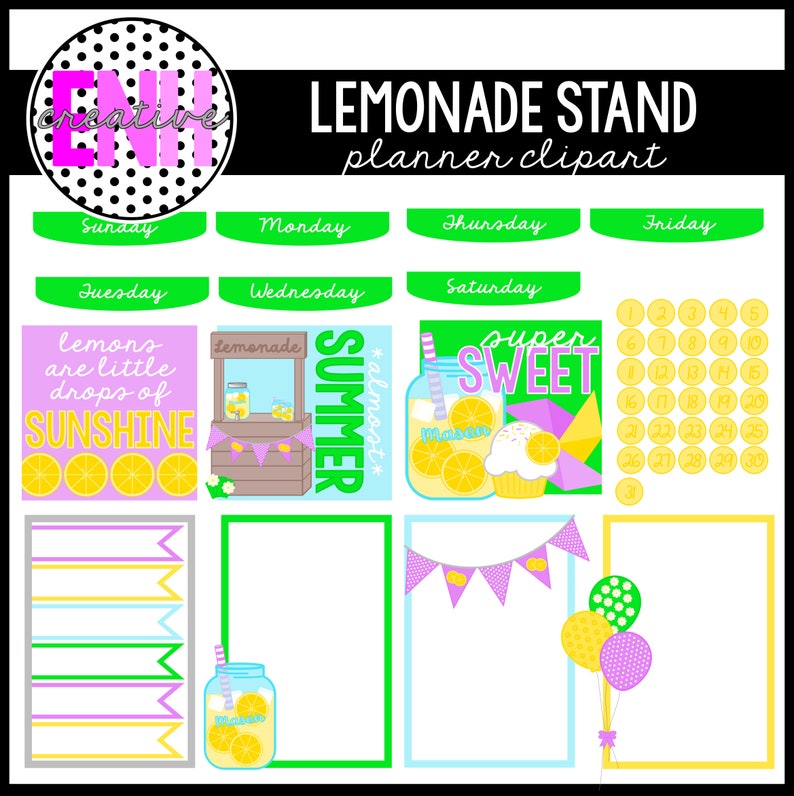 Lemonade Stand Planner Clipart - Etsy