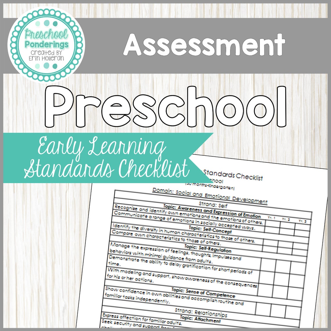 Preschool Standards Assessment Checklist - Etsy
