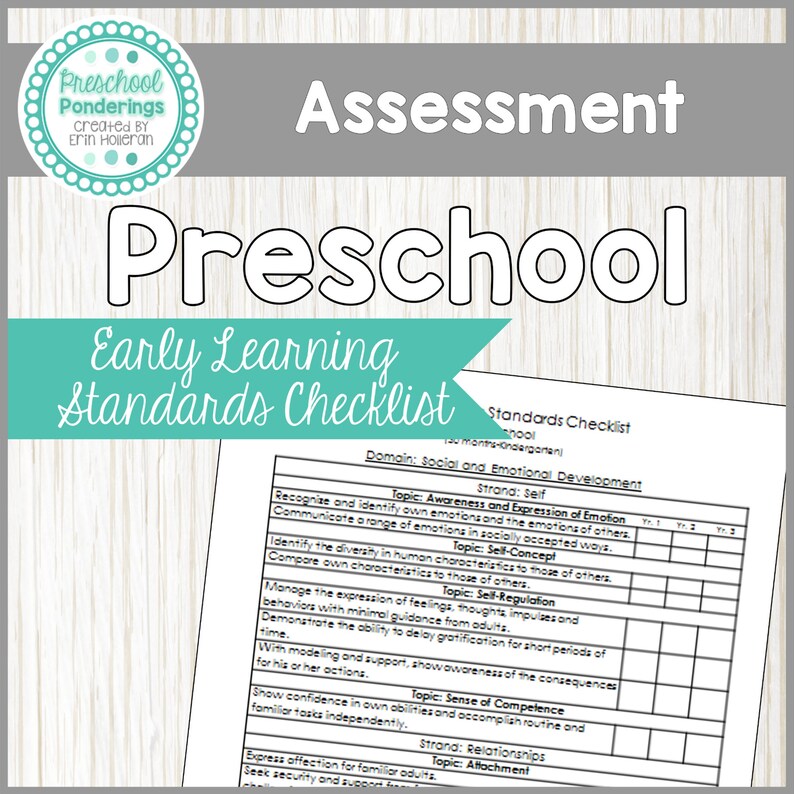 Preschool Standards Assessment Checklist - Etsy