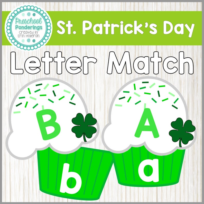 Cupcake Letter Match for St. Patrick's Day - Etsy