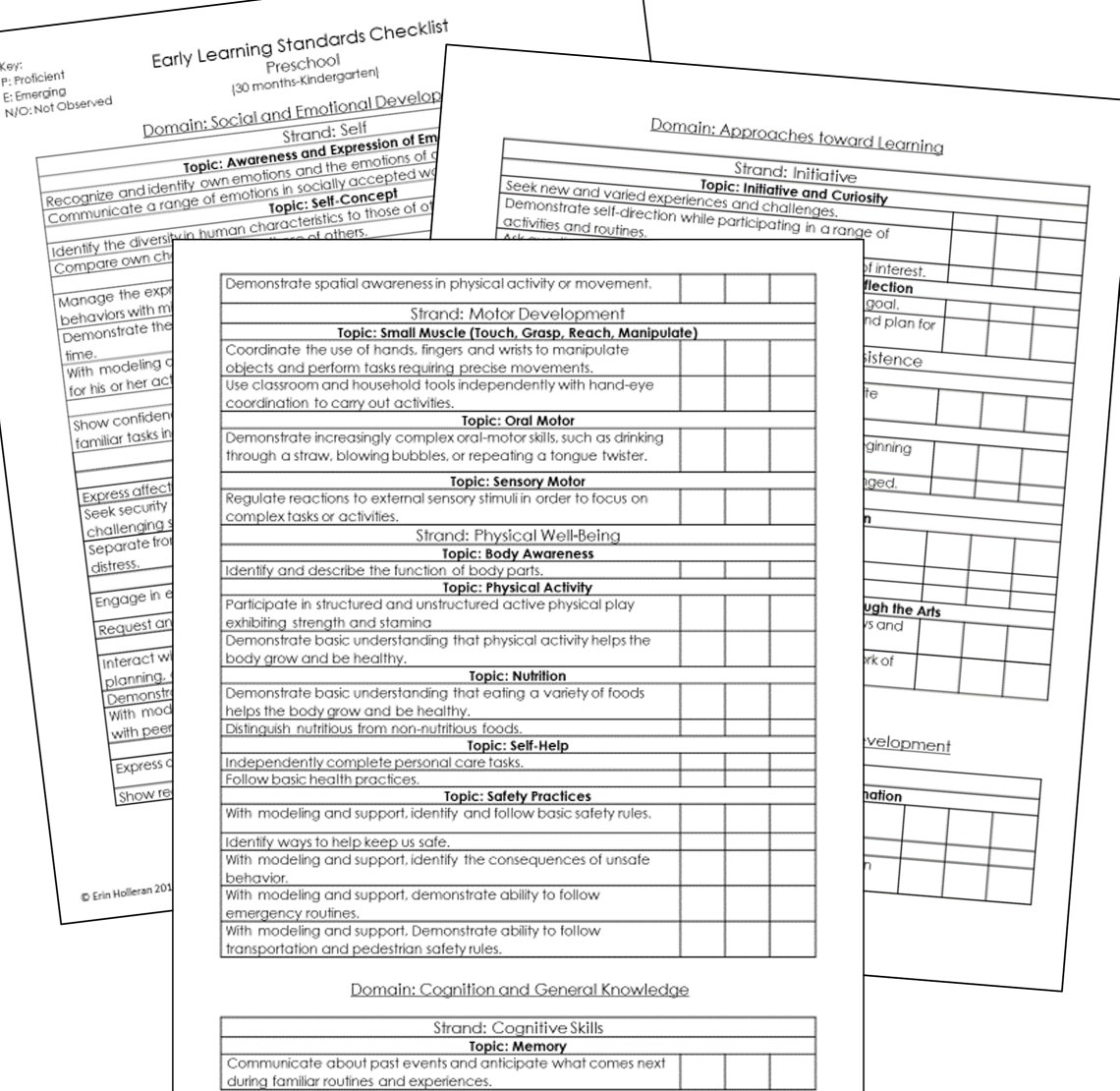 Preschool Standards Assessment Checklist - Etsy