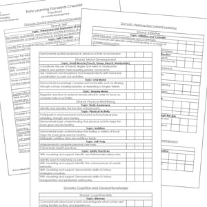 Preschool Standards Assessment Checklist - Etsy