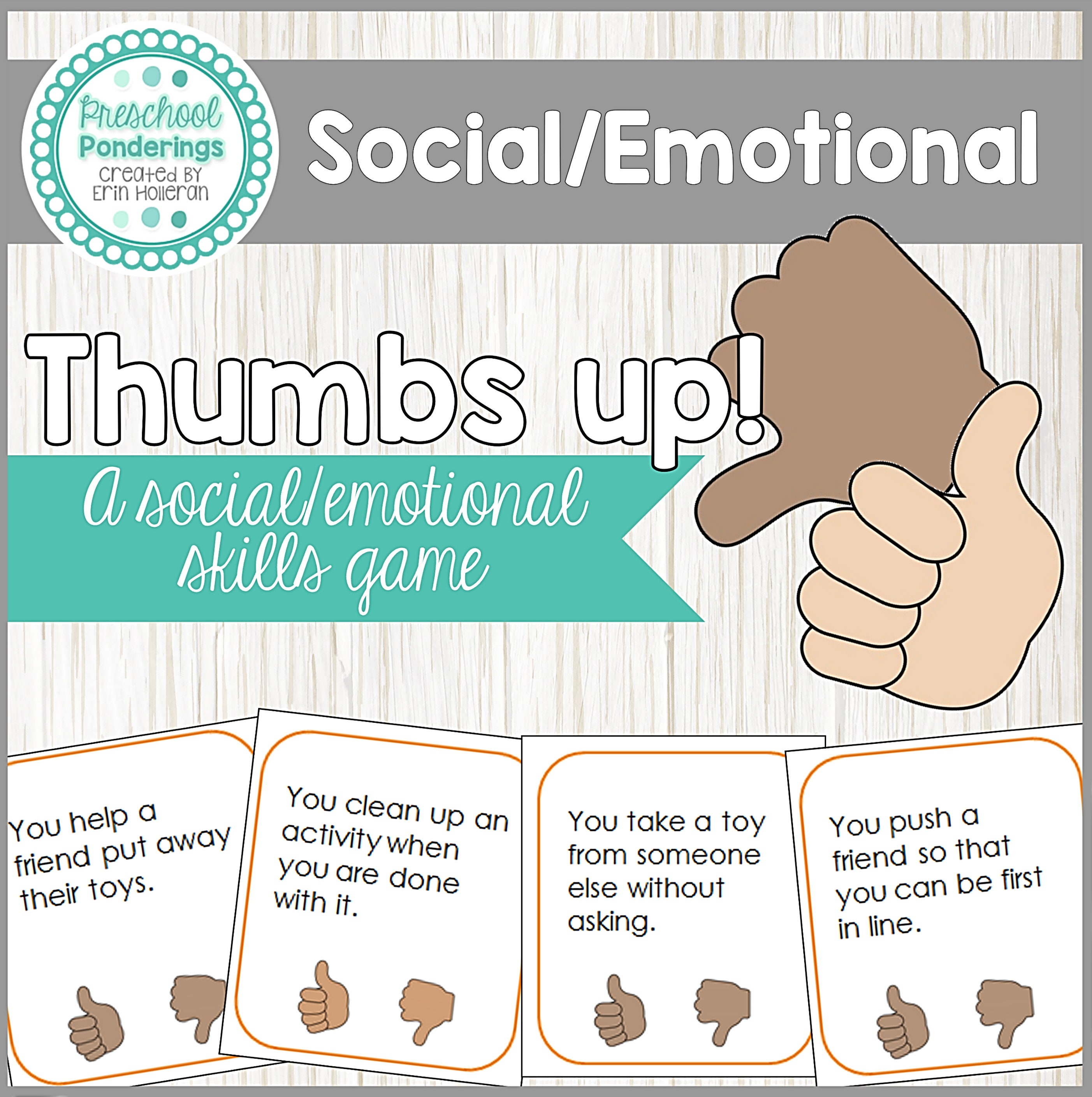 Social Emotional Skills for Preschool - Thumbs up Game - Etsy