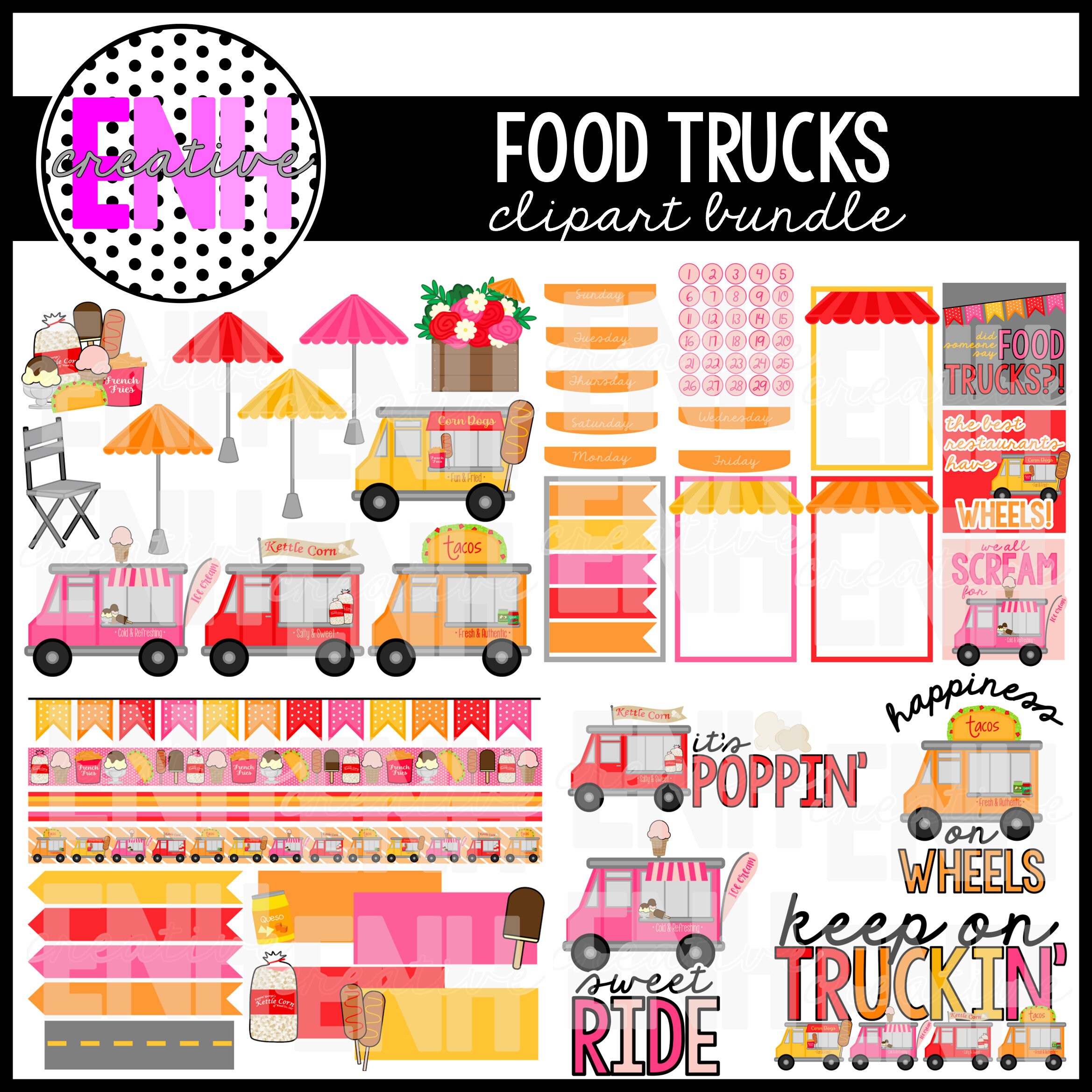 Food Trucks Clipart Bundle - Etsy