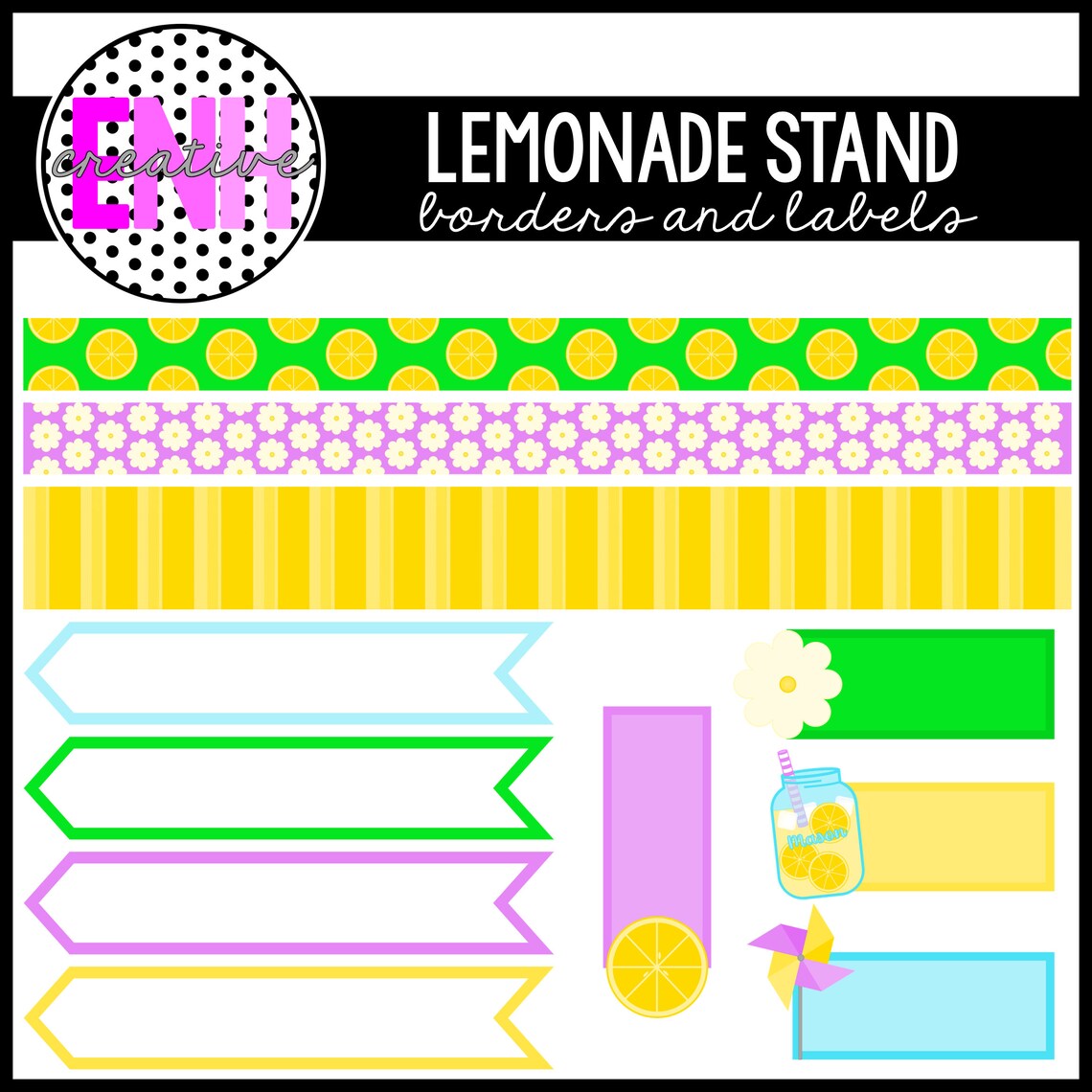 Lemonade Stand Borders and Labels Clipart - Etsy