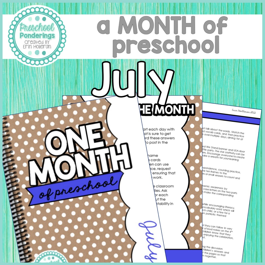 Preschool Lesson Plans and Materials - July - Etsy