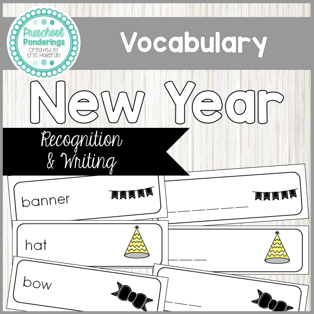 New Year Vocabulary Cards and Spelling Practice Preschool Language - Etsy