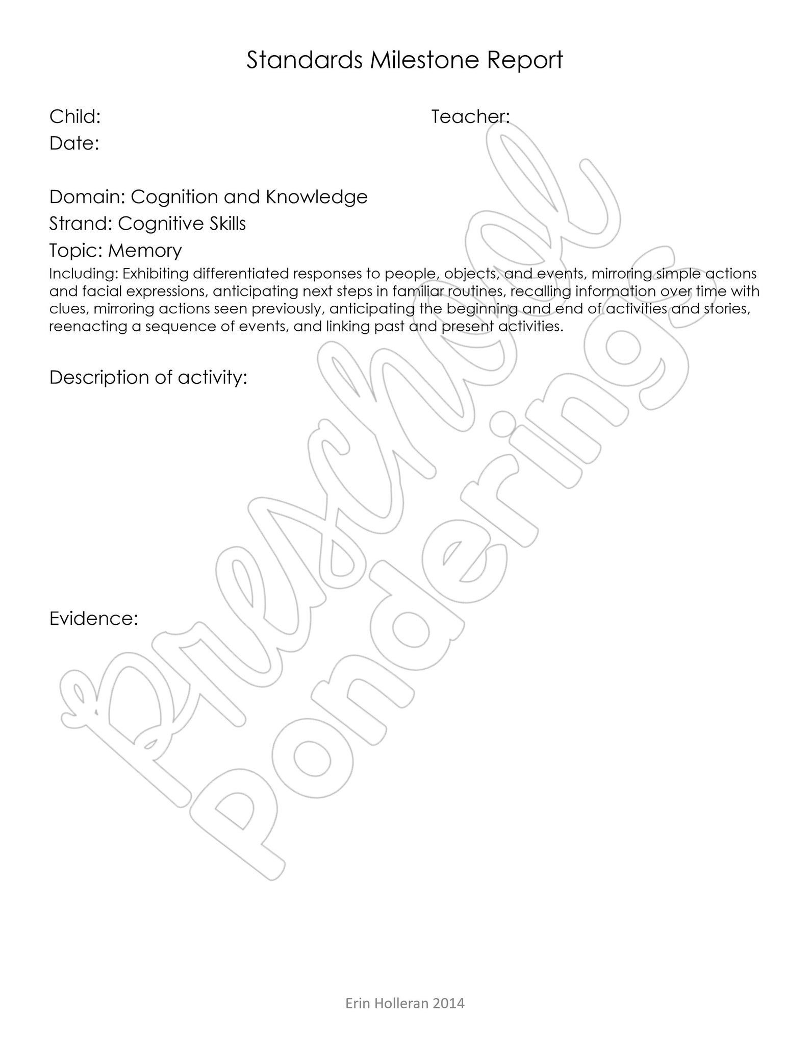 Infant Toddler Standards Portfolio Pack - Etsy