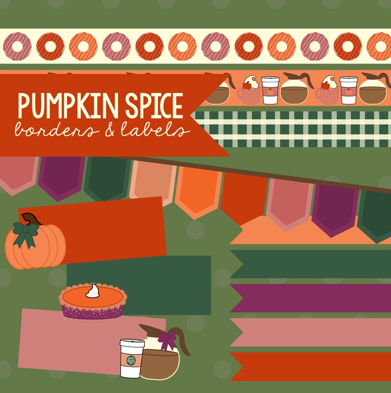 Pumpkin Spice Fall Borders and Labels Clipart - Etsy