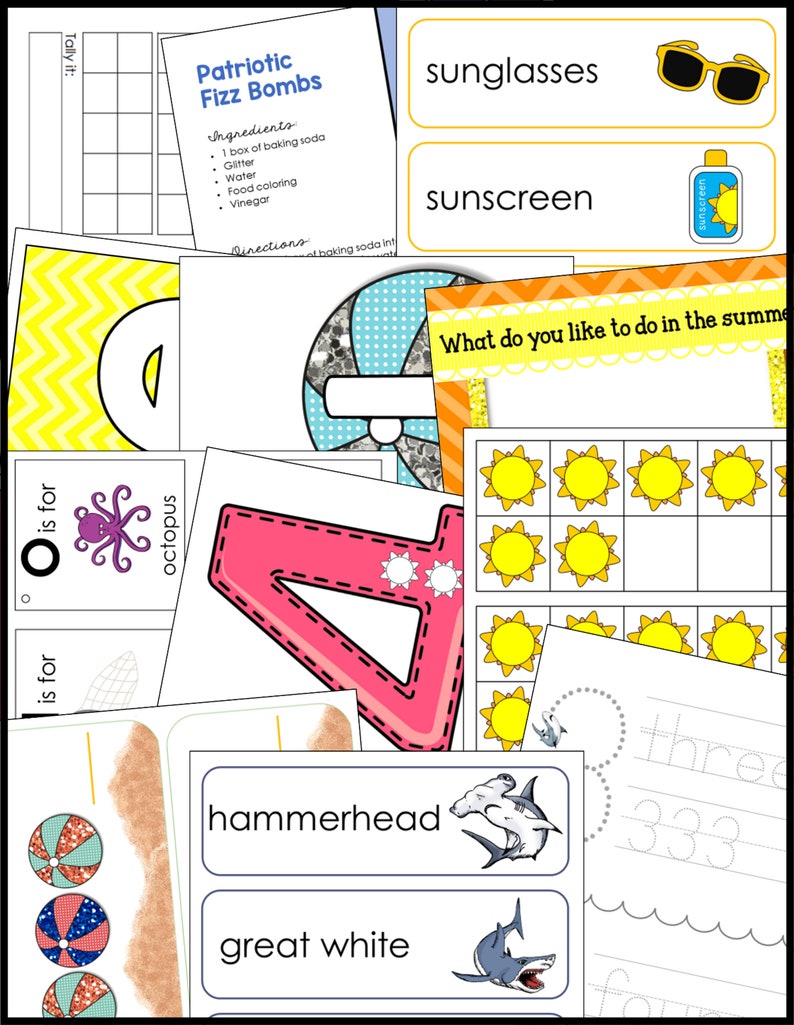 Preschool Lesson Plans and Materials - July - Etsy