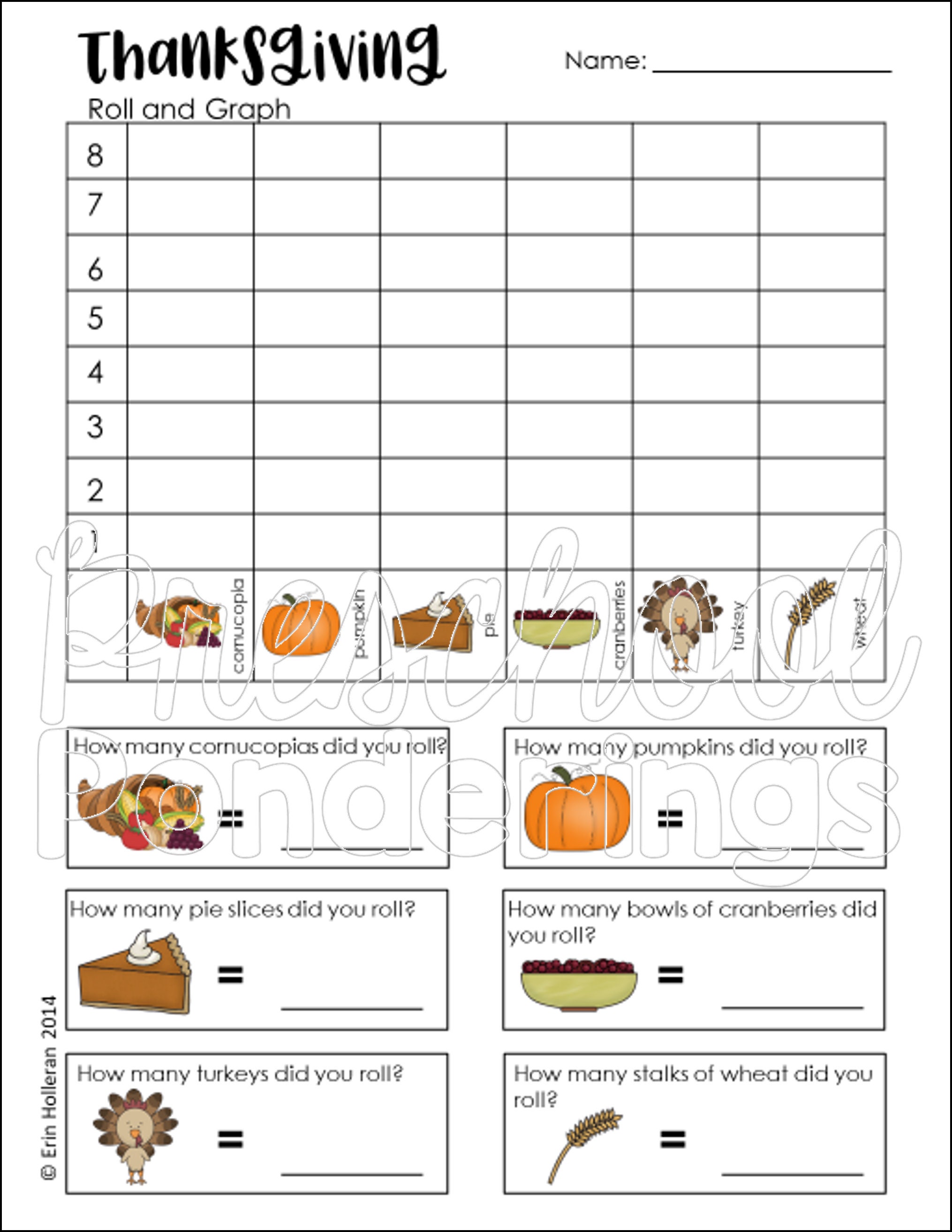 Roll and Graph for Autumn Events - Etsy