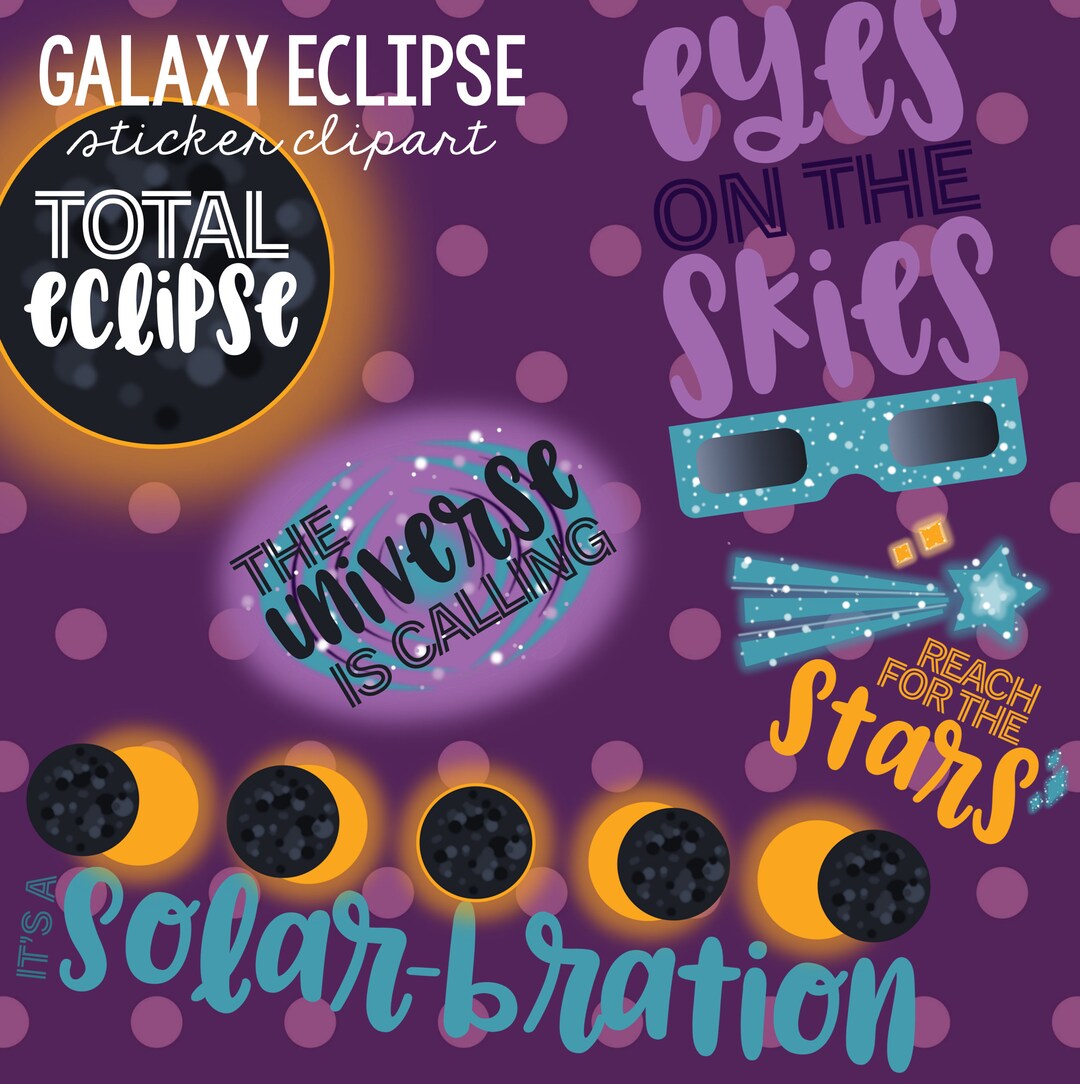 Eclipse Sticker Clipart Galaxy and Outer Space Digital Illustrations - Etsy
