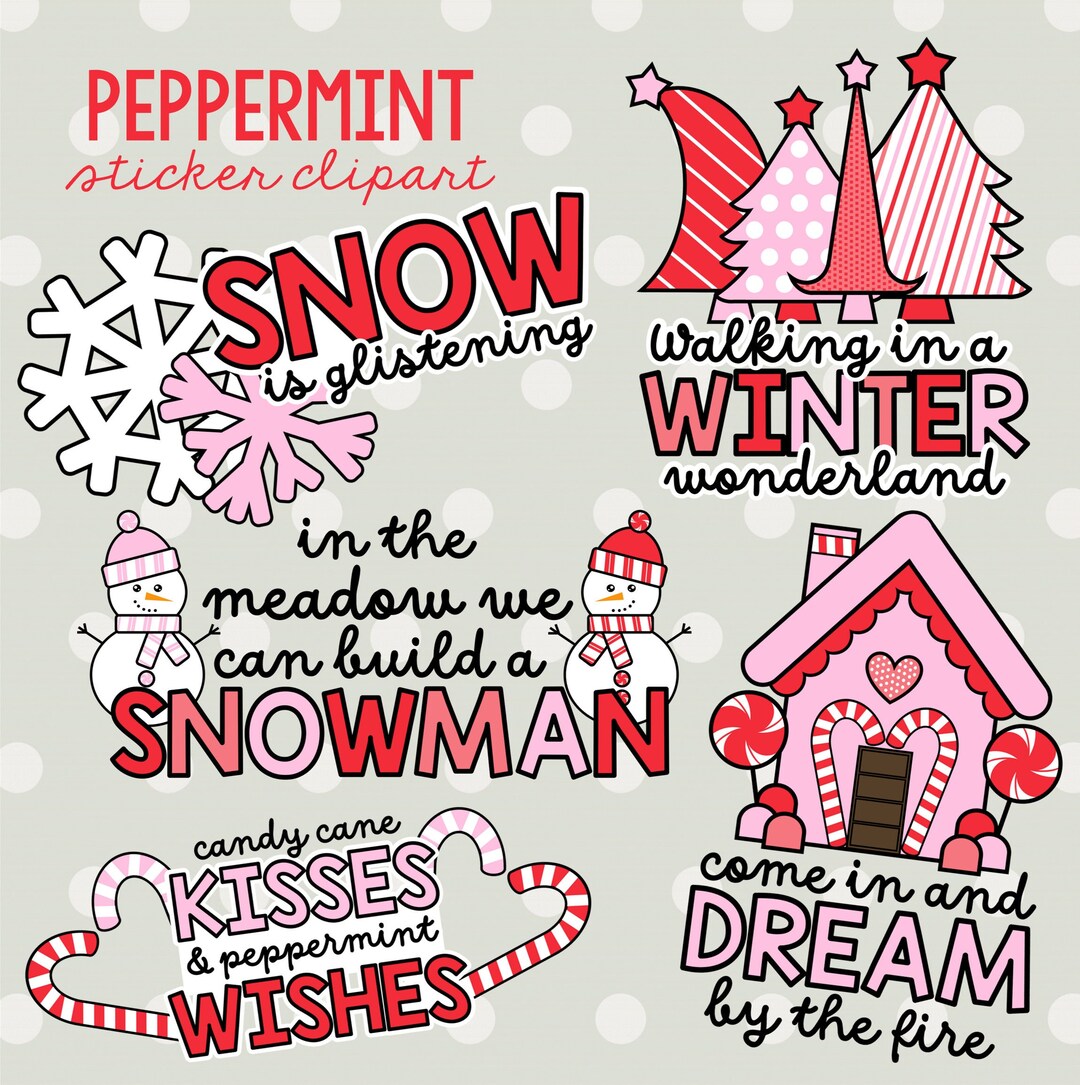 Peppermint Christmas Sticker Clipart - Etsy