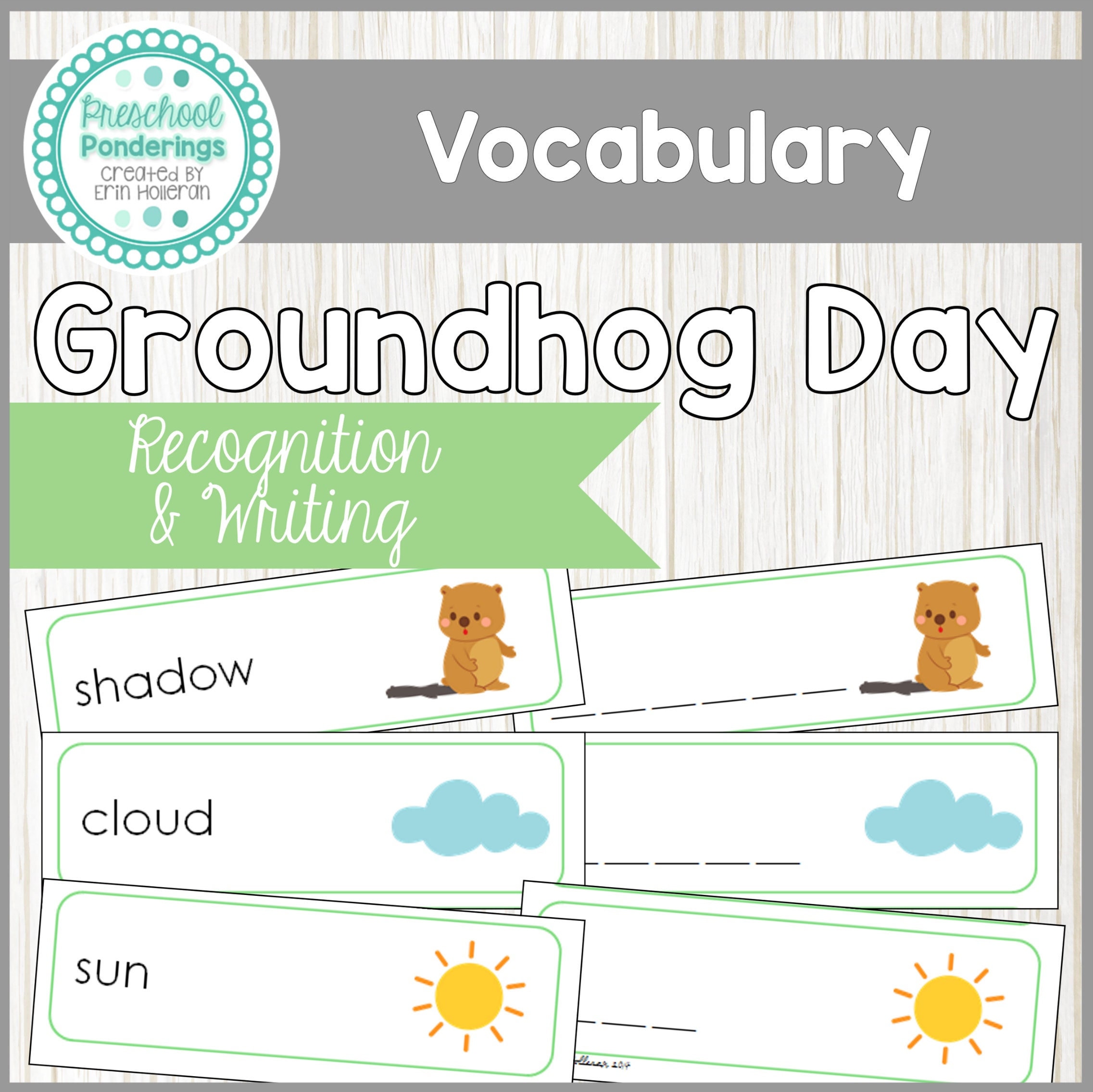 Groundhog Day Vocabulary Cards and Spelling Practice - Preschool ...