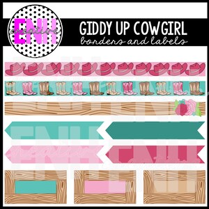Cowgirl Country Music Clipart - Borders and Labels - Etsy