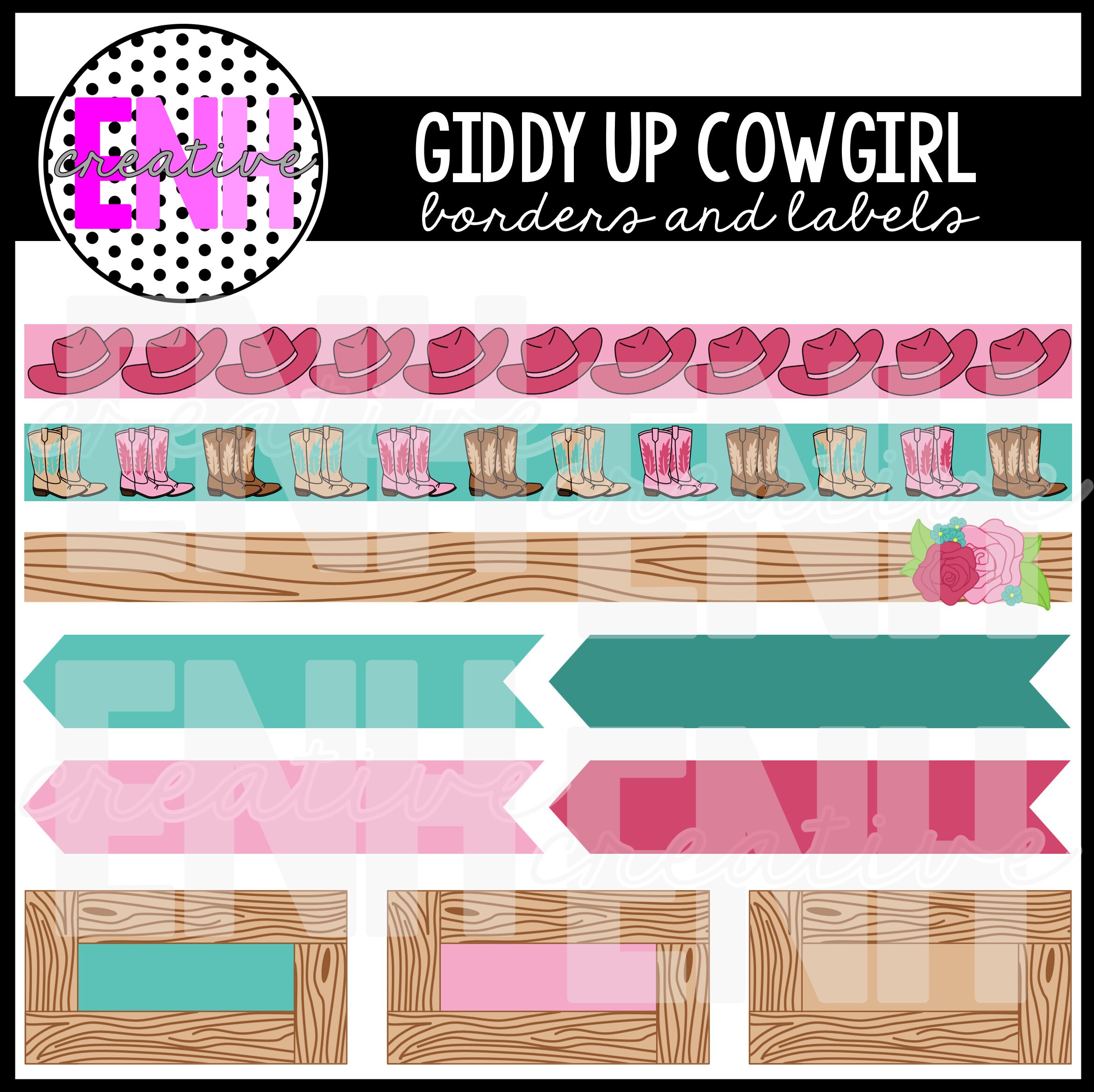 Cowgirl Country Music Clipart Borders and Labels - Etsy