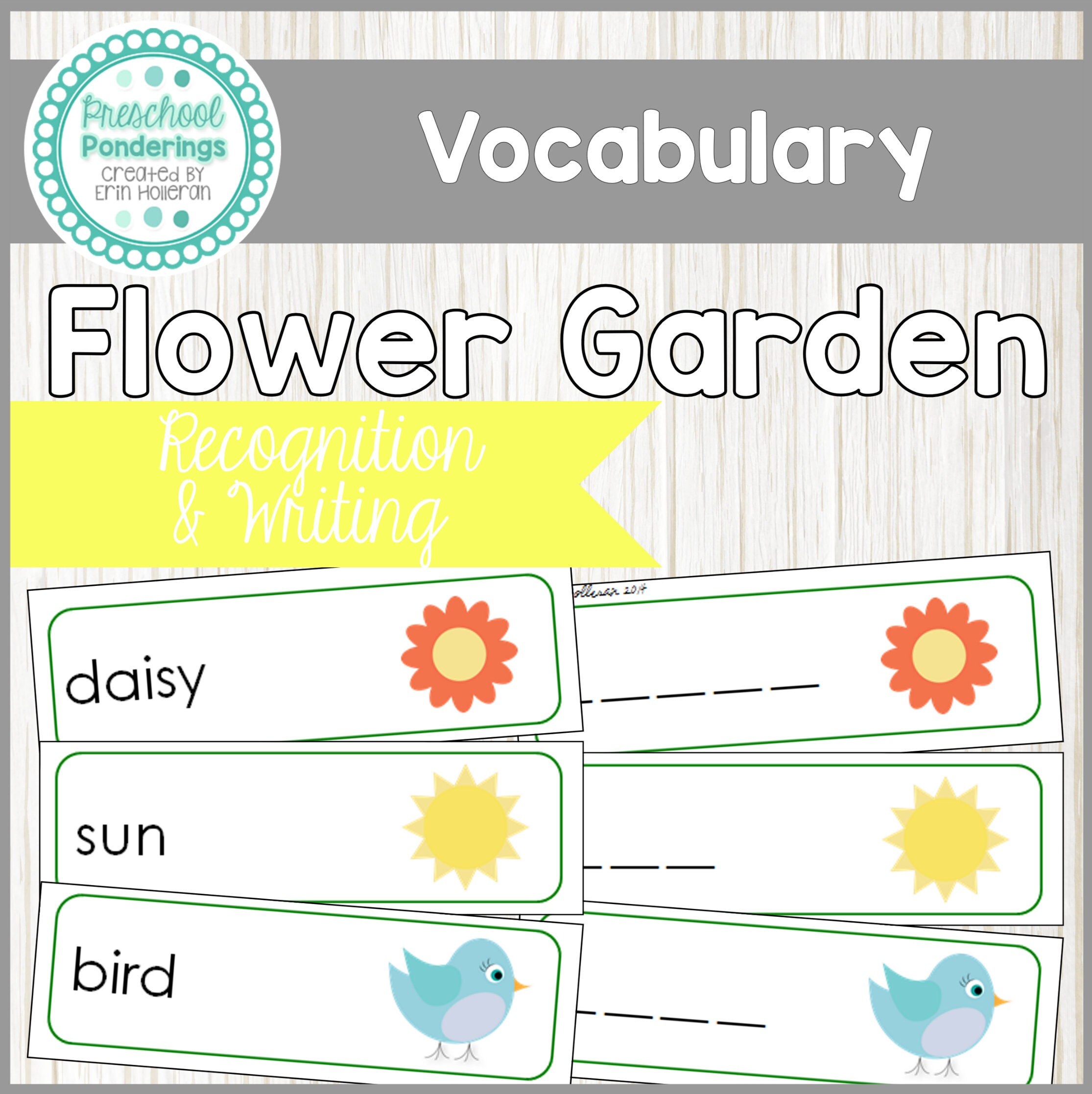 Spring Flower Garden Vocabulary Cards and Spelling Practice - Preschool ...