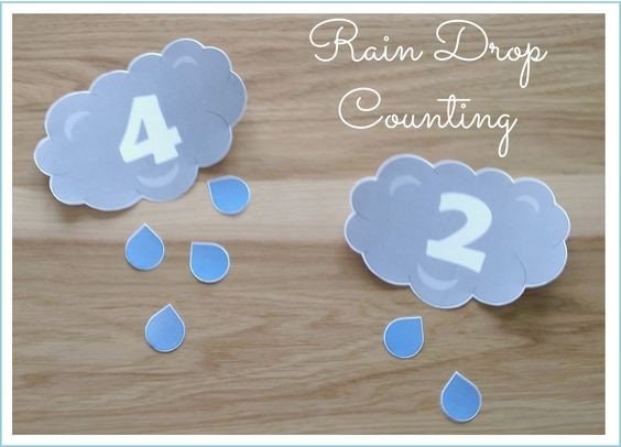 Spring Weather - Preschool Math Raindrop Numbers and Counting - Etsy