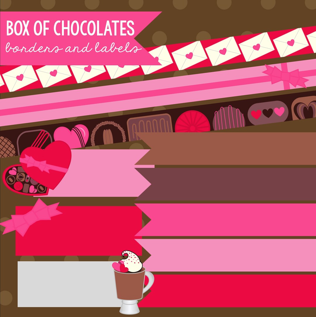 Valentine Chocolates Clipart Borders and Labels - Etsy