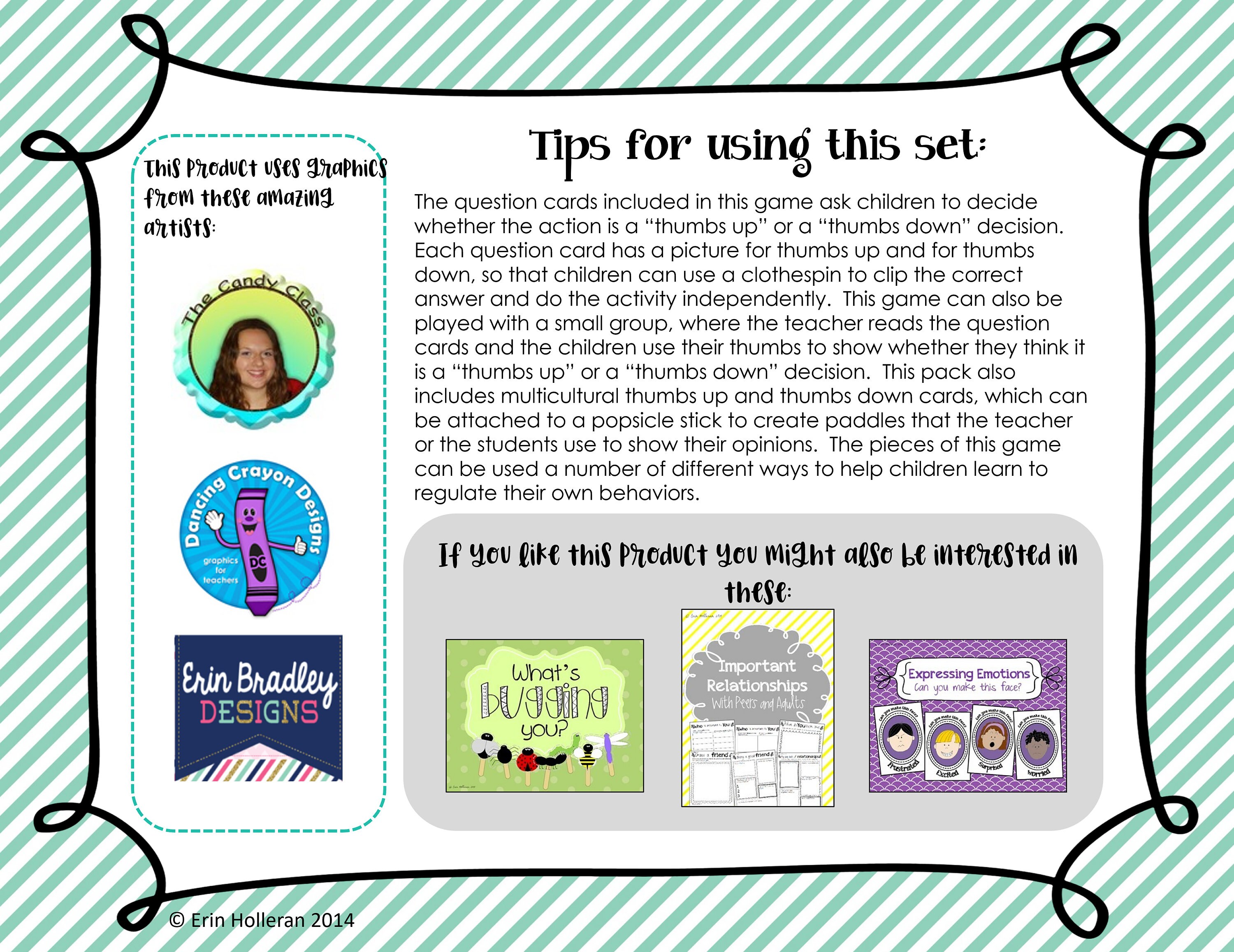 Social Emotional Skills for Preschool - Thumbs up Game - Etsy