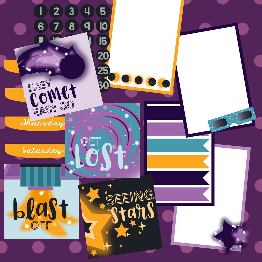 Eclipse Planner Clipart Galaxy and Space Planner Stickers - Etsy