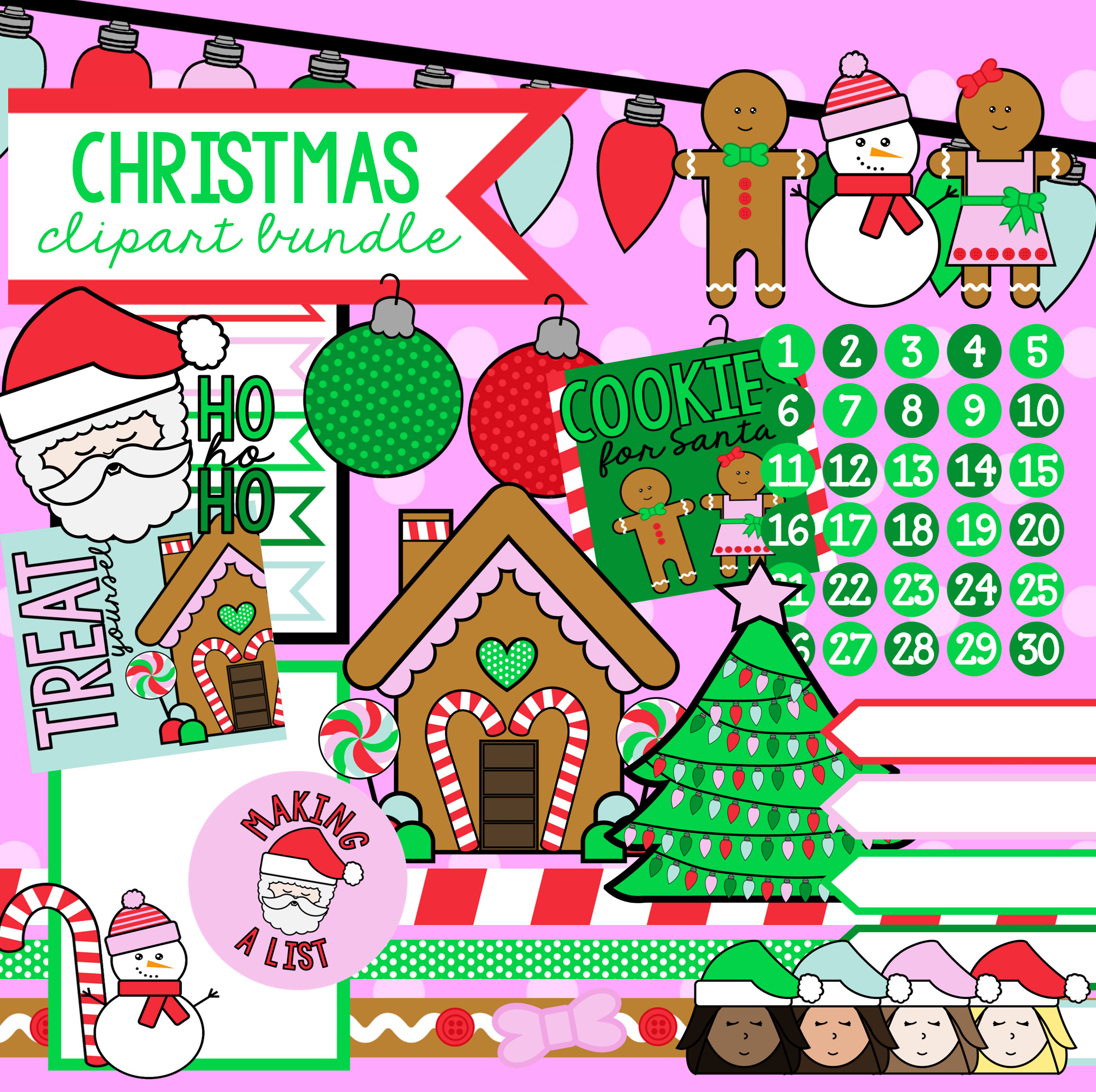Bright Christmas Clip Art Mega Bundle - Etsy