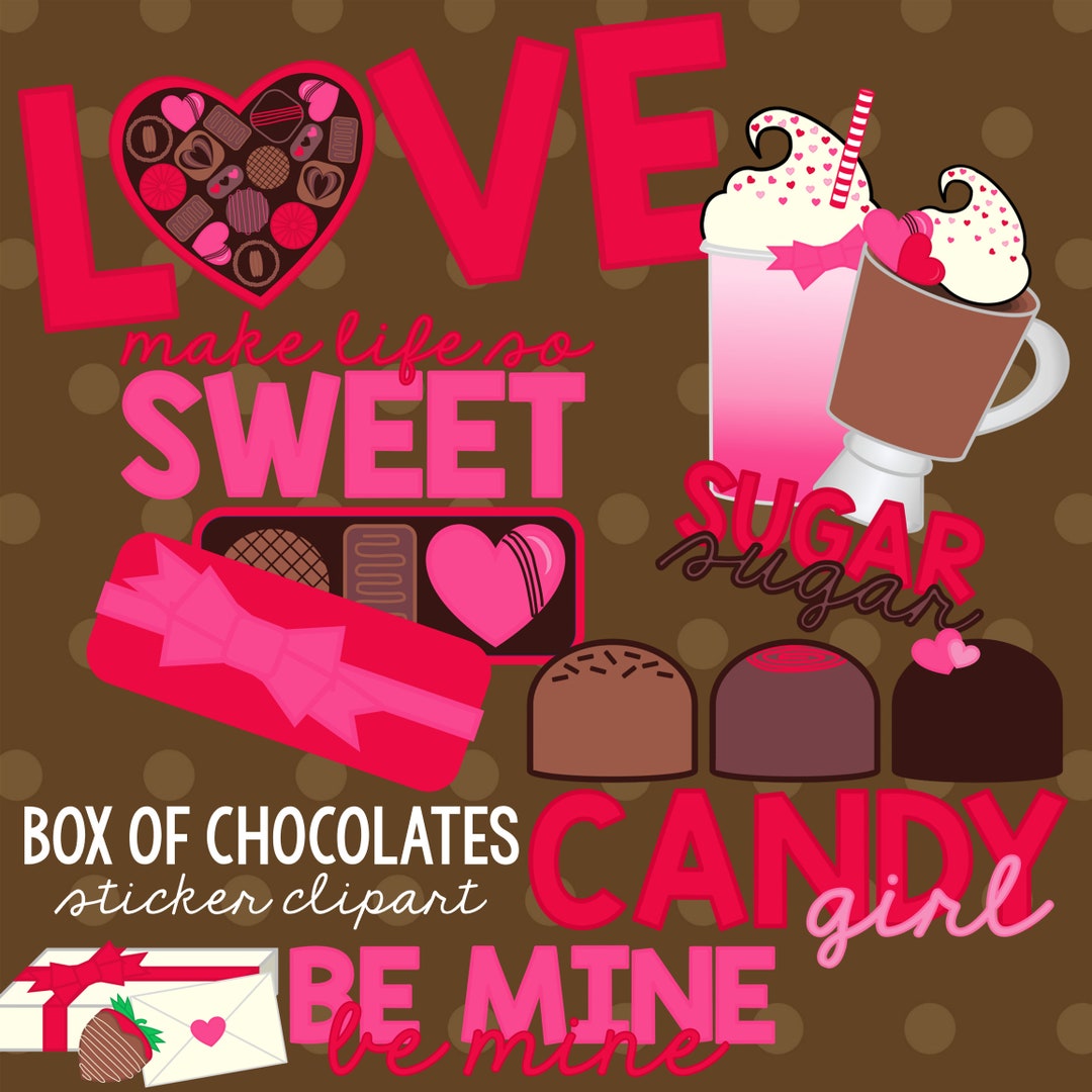 Valentine's Day Chocolates Sticker Clipart - Etsy