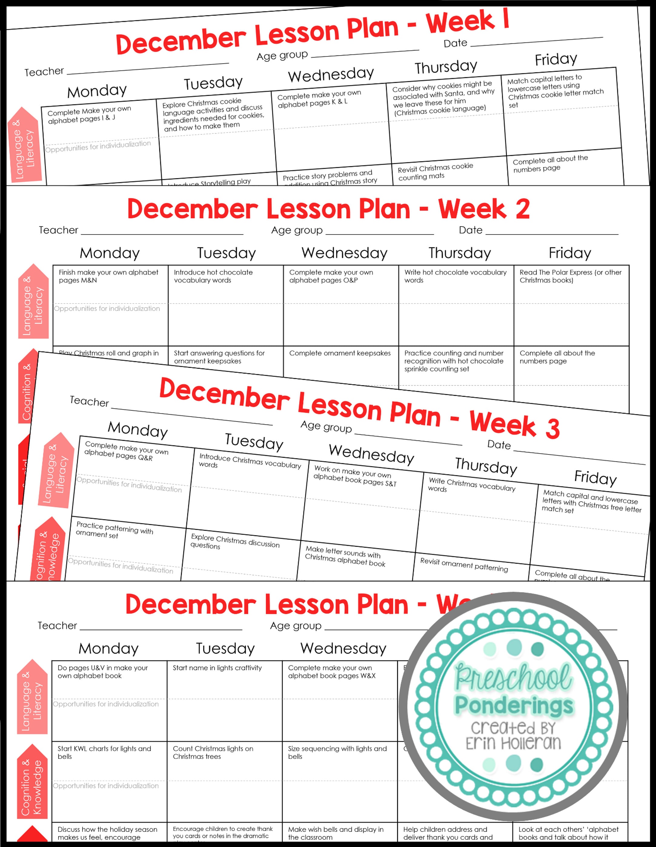 Preschool Lesson Plans and Activities - December With Christmas Themes ...