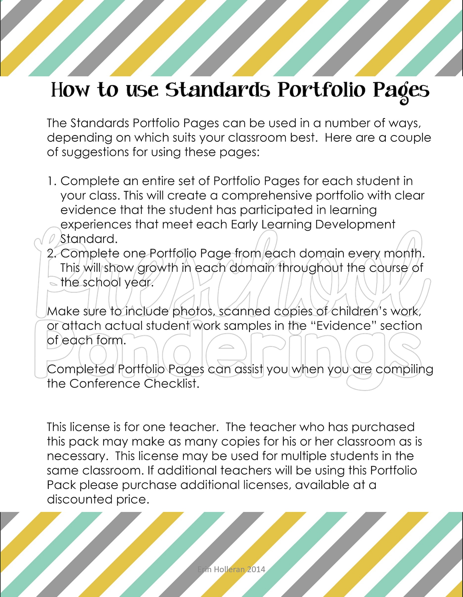 Infant Toddler Standards Portfolio Pack - Etsy