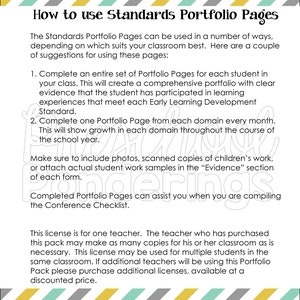 Infant Toddler Standards Portfolio Pack - Etsy