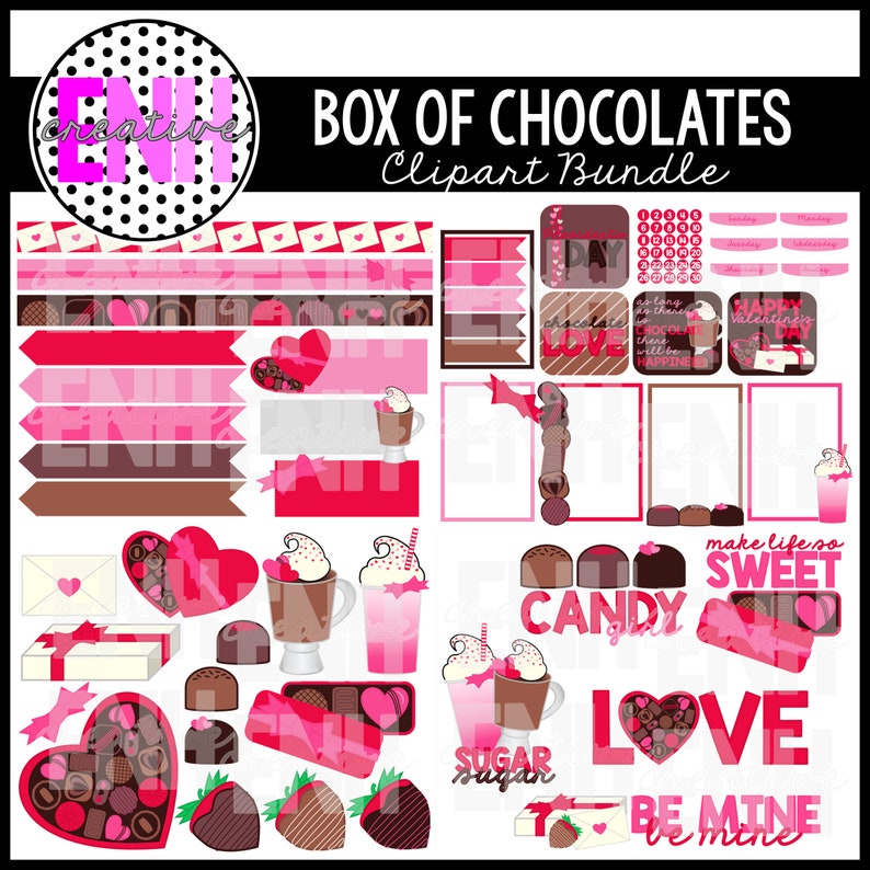 Valentine's Day Chocolates Clipart Bundle - Etsy