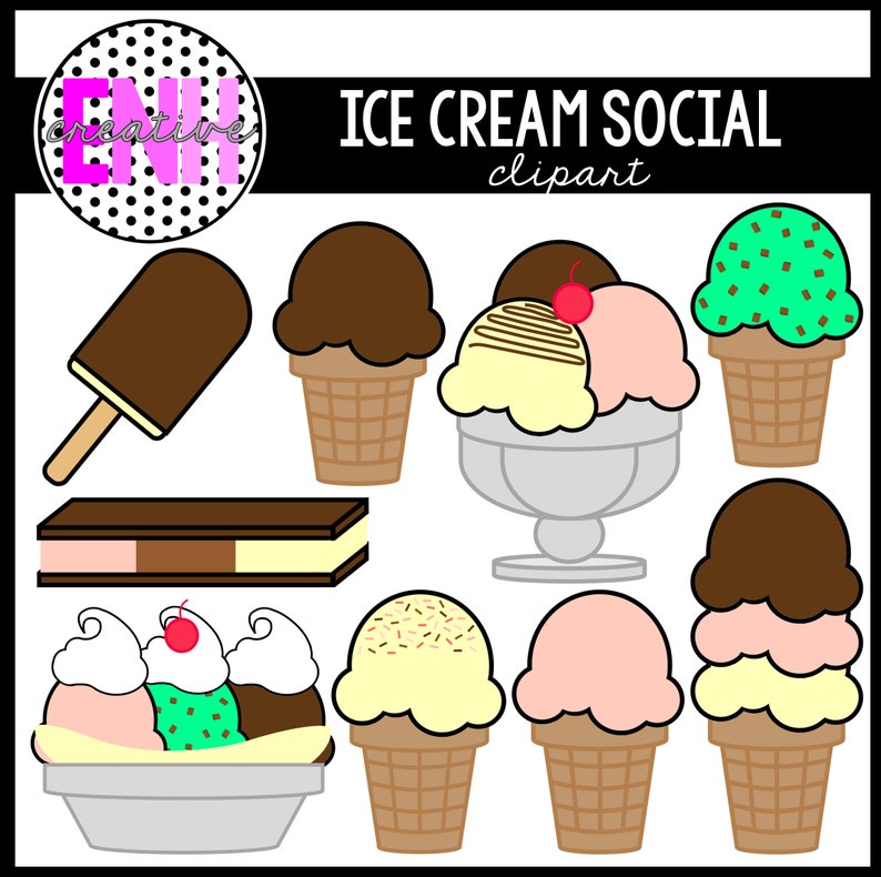 Ice Cream Social Clipart - Etsy