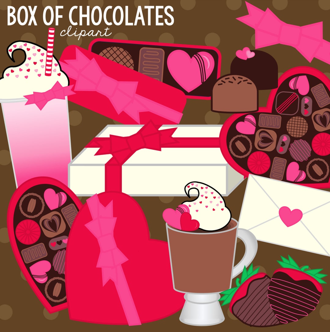Valentine's Day Chocolates Clipart - Etsy