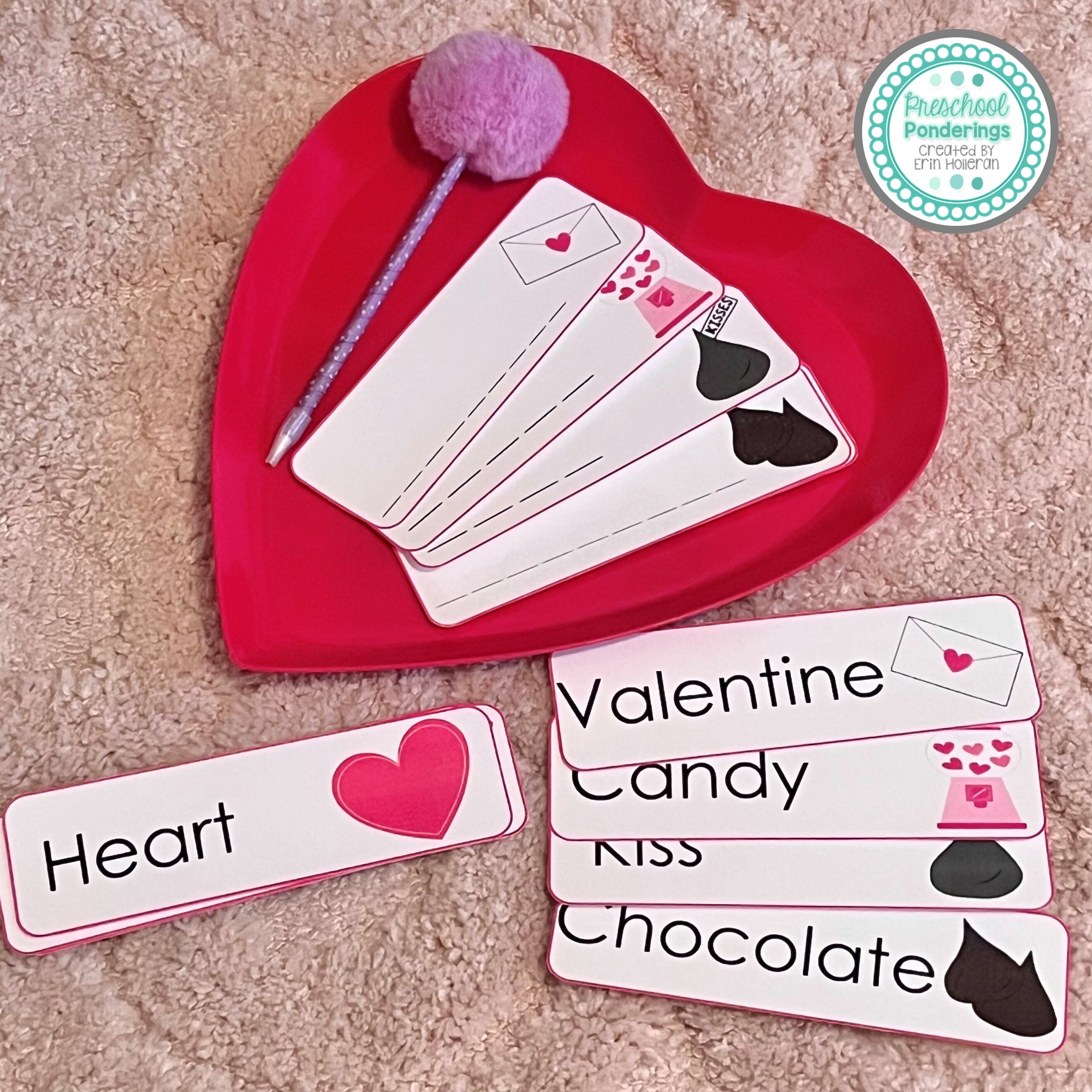 Valentine's Day Vocabulary Cards and Spelling Practice - Preschool ...
