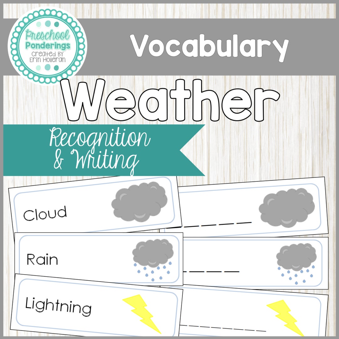 Weather Vocabulary Cards and Spelling Practice - Preschool Language - Etsy