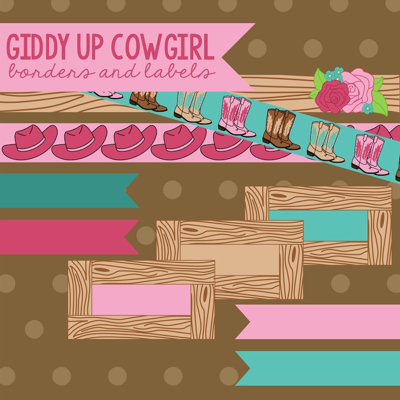 Cowgirl Country Music Clipart - Borders and Labels - Etsy