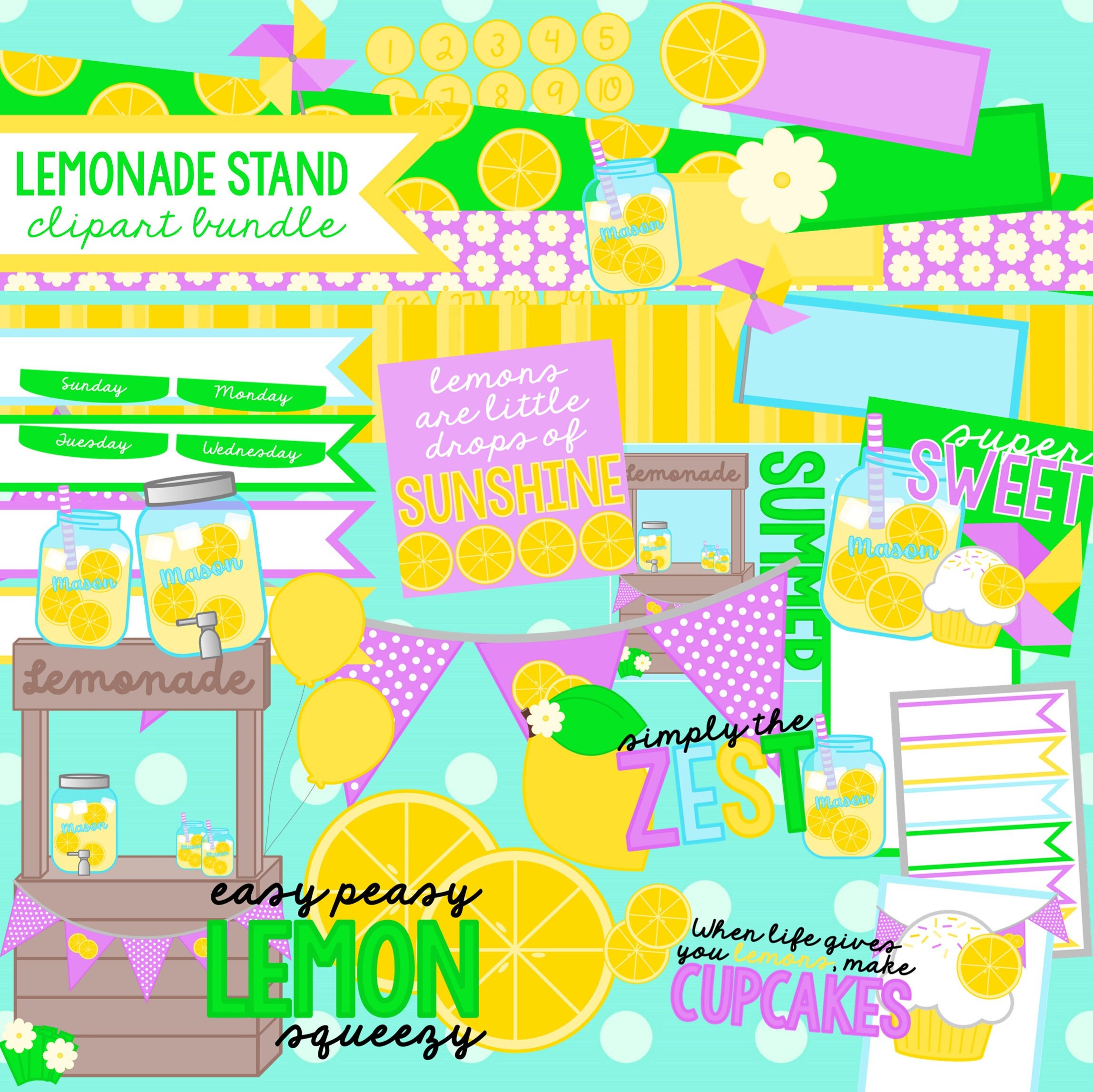 Lemonade Stand Clipart Bundle - Etsy