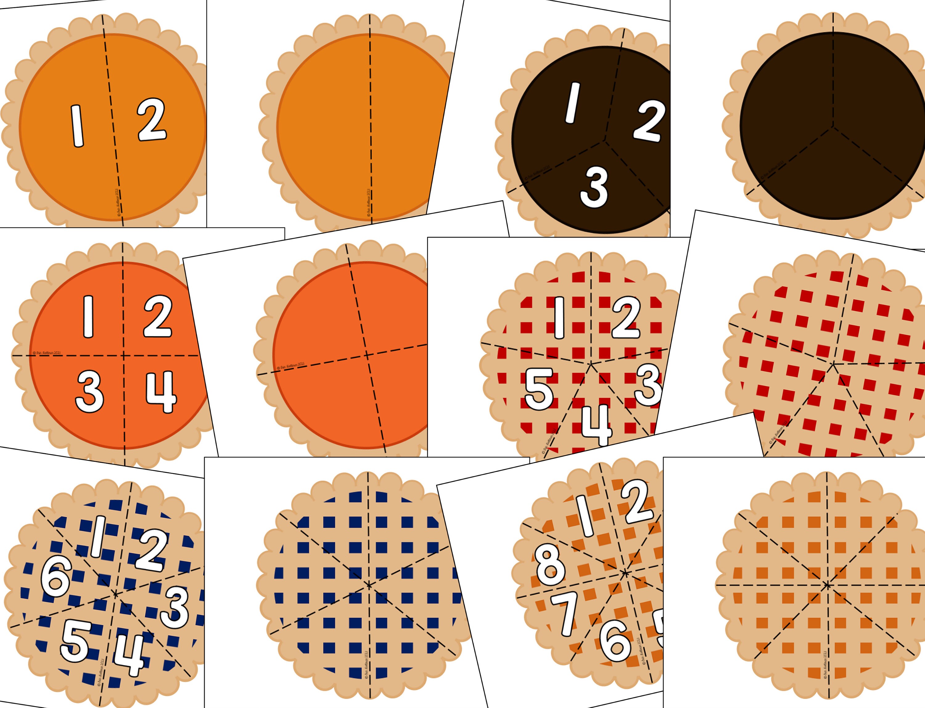 Pie Fractions Autumn Math for Preschool and Kindergarten - Etsy