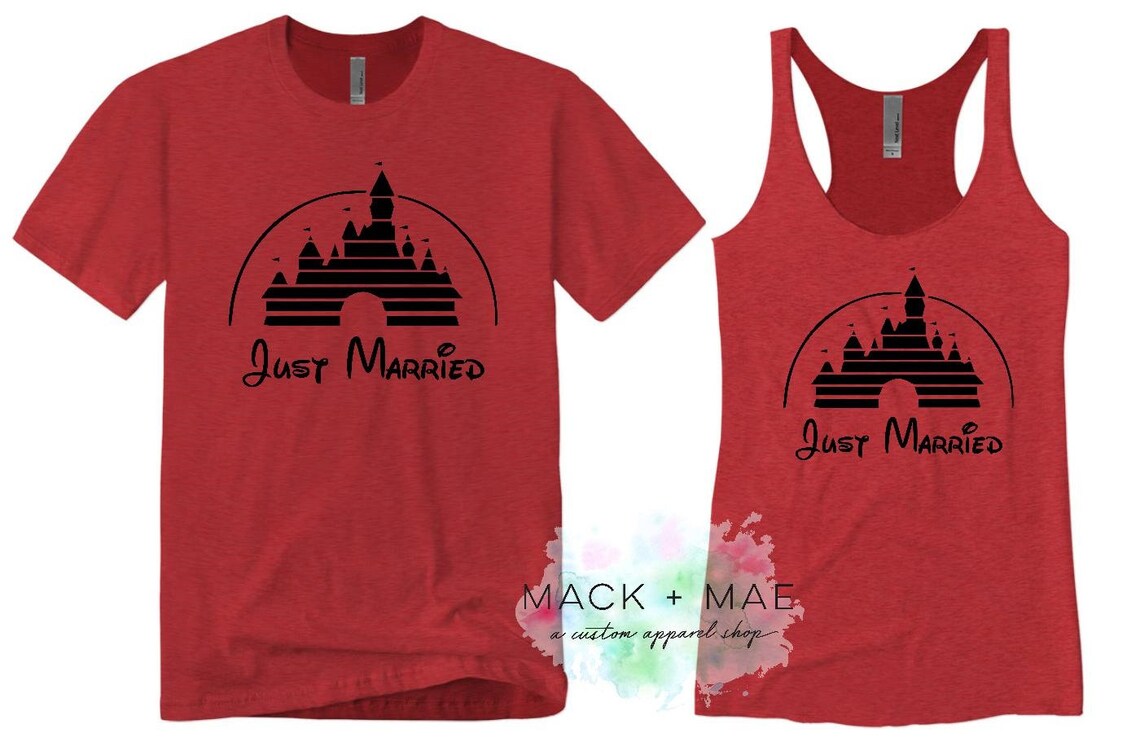 Disney Just Married Shirts Castle Bride Tank Groom T Shirt Etsy